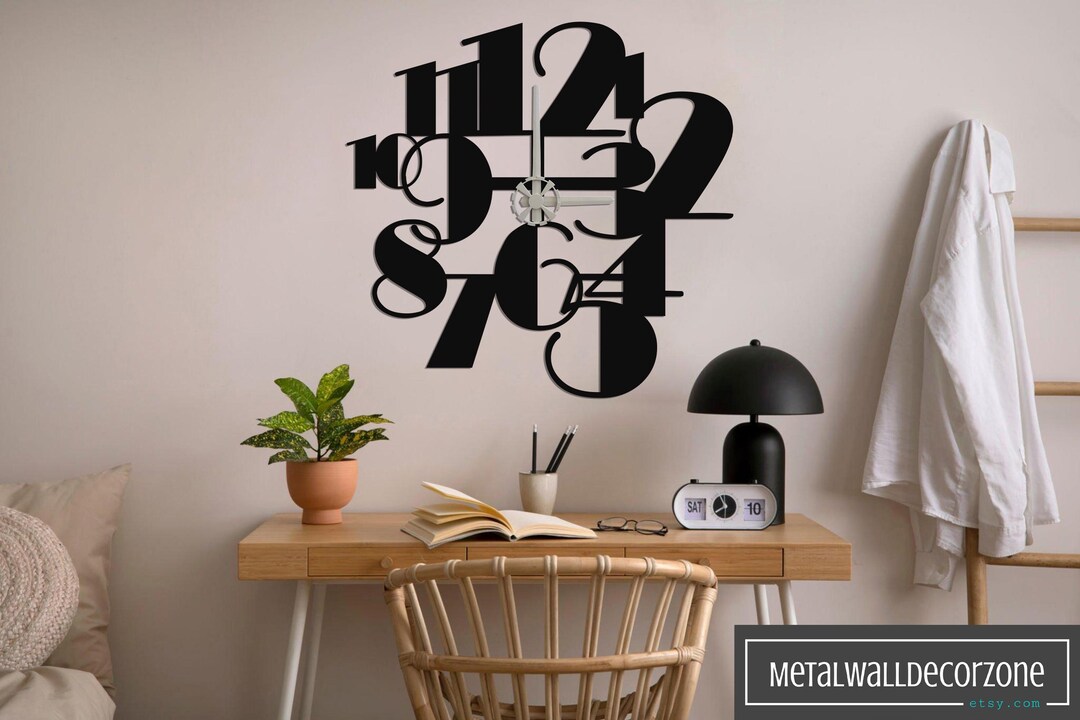 Clock Numbers Wall Clock, Metal Wall Clock, Wall Clock Large, Wall ...