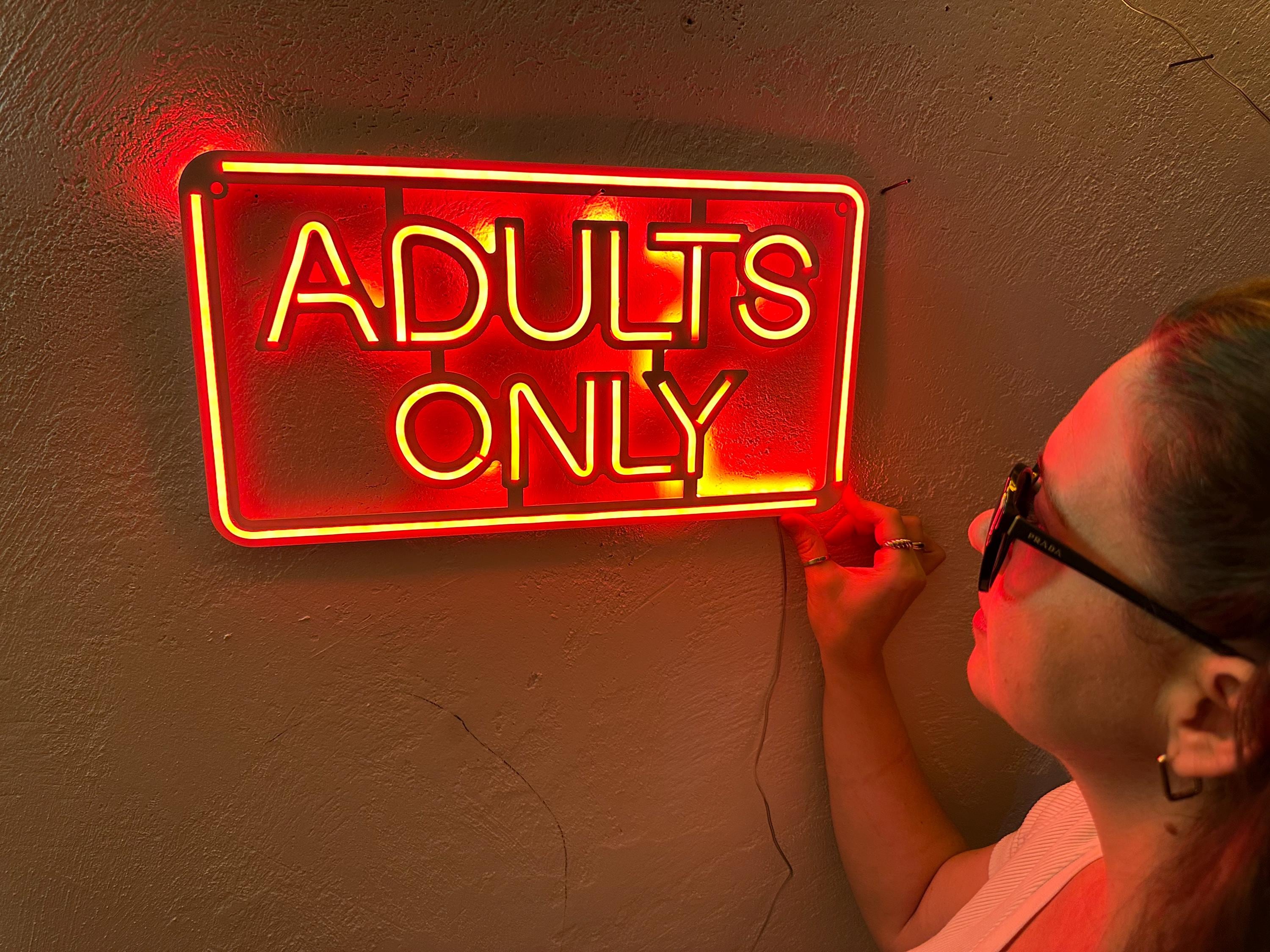 Adults Only LED Neon Sign: Bar, Bedroom, Man Cave Decor (16.1" X 8.8 ...