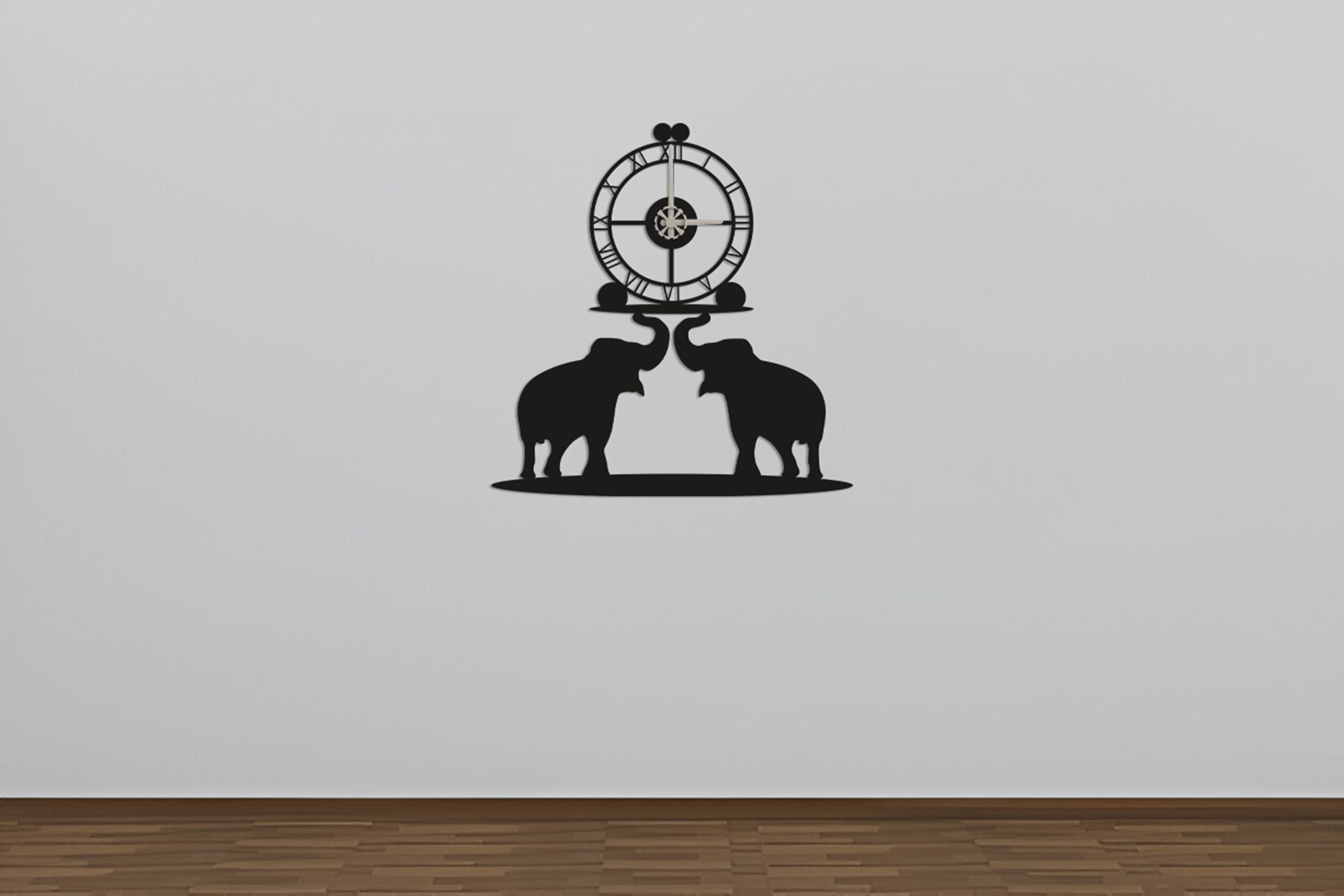 Elephants Wall Clock, Metal Wall Clock, Wall Clock Large, Wall Clock ...