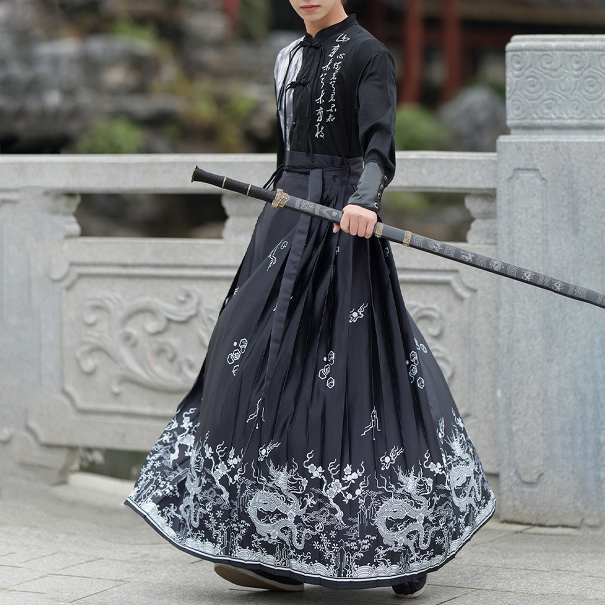 Men's Antique Hanfu, Chinese Horse-faced Hanfu for Men, Long-sleeved ...