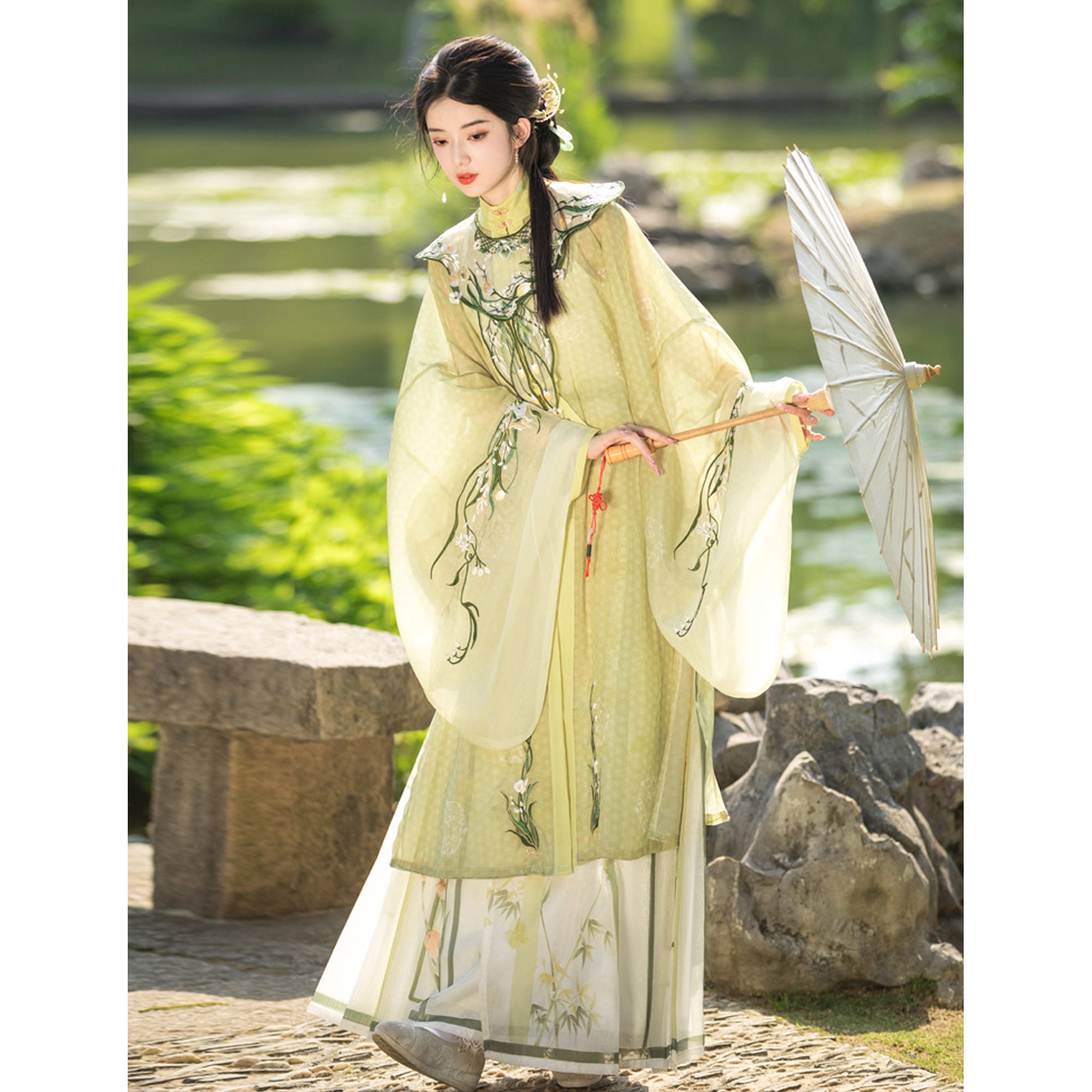 Traje Hanfu original, cárdigan con cuello, falda con cara de caballo y ...