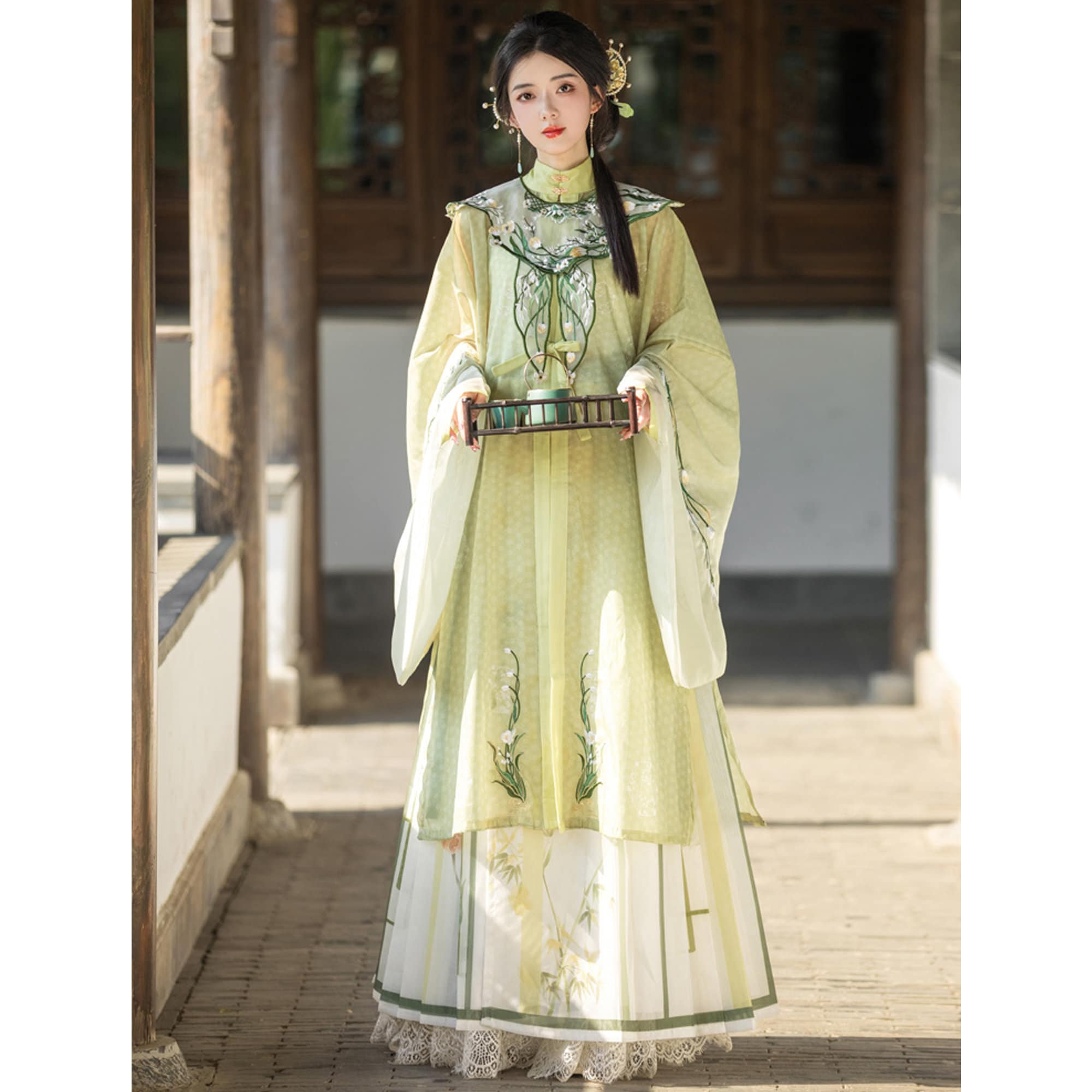 Traje Hanfu original, cárdigan con cuello, falda con cara de caballo y ...