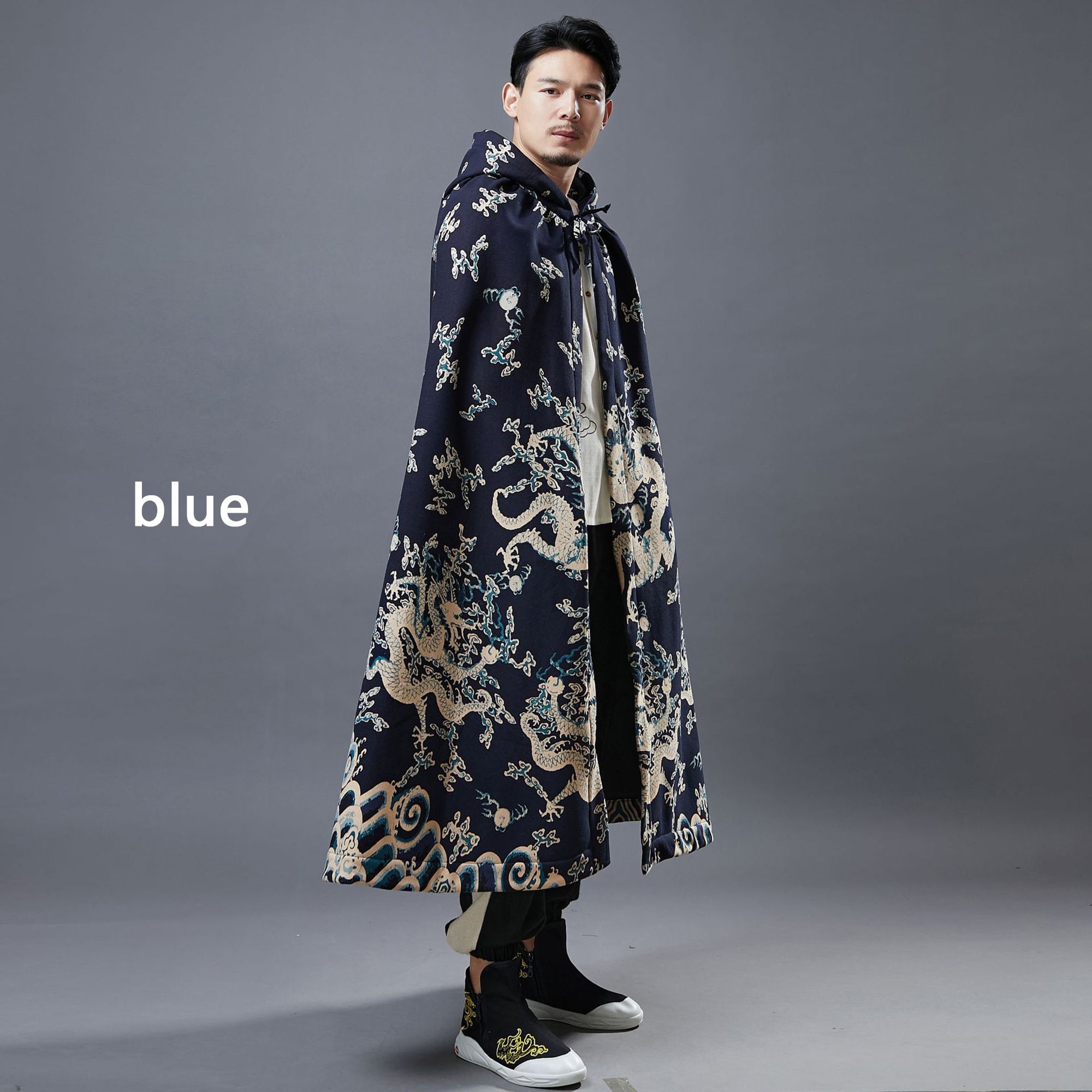 Hanfu Ancient Costume Cloak Shawl, Dragon Pattern Plus Velvet Cloak ...