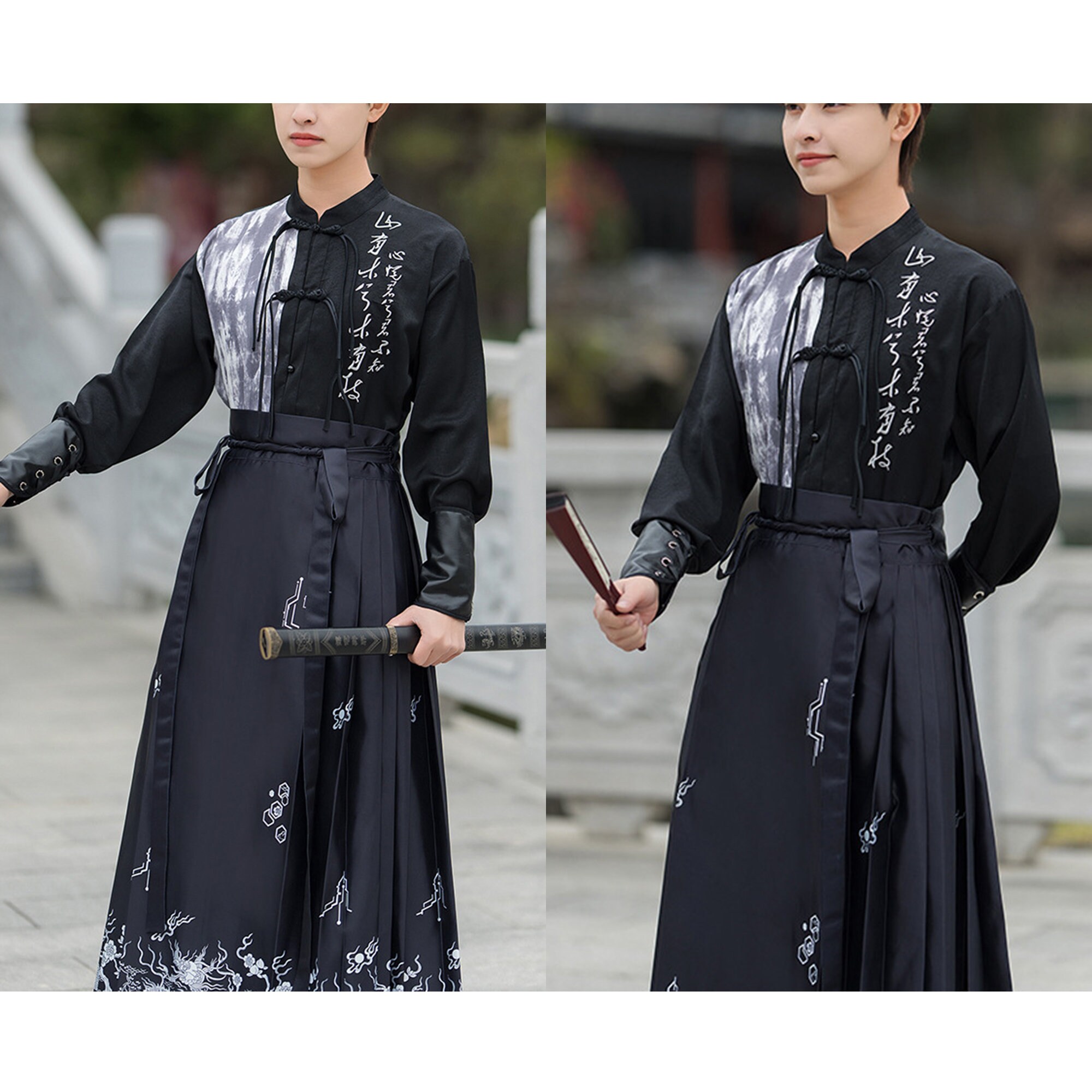 Men's Antique Hanfu, Chinese Horse-faced Hanfu for Men, Long-sleeved ...