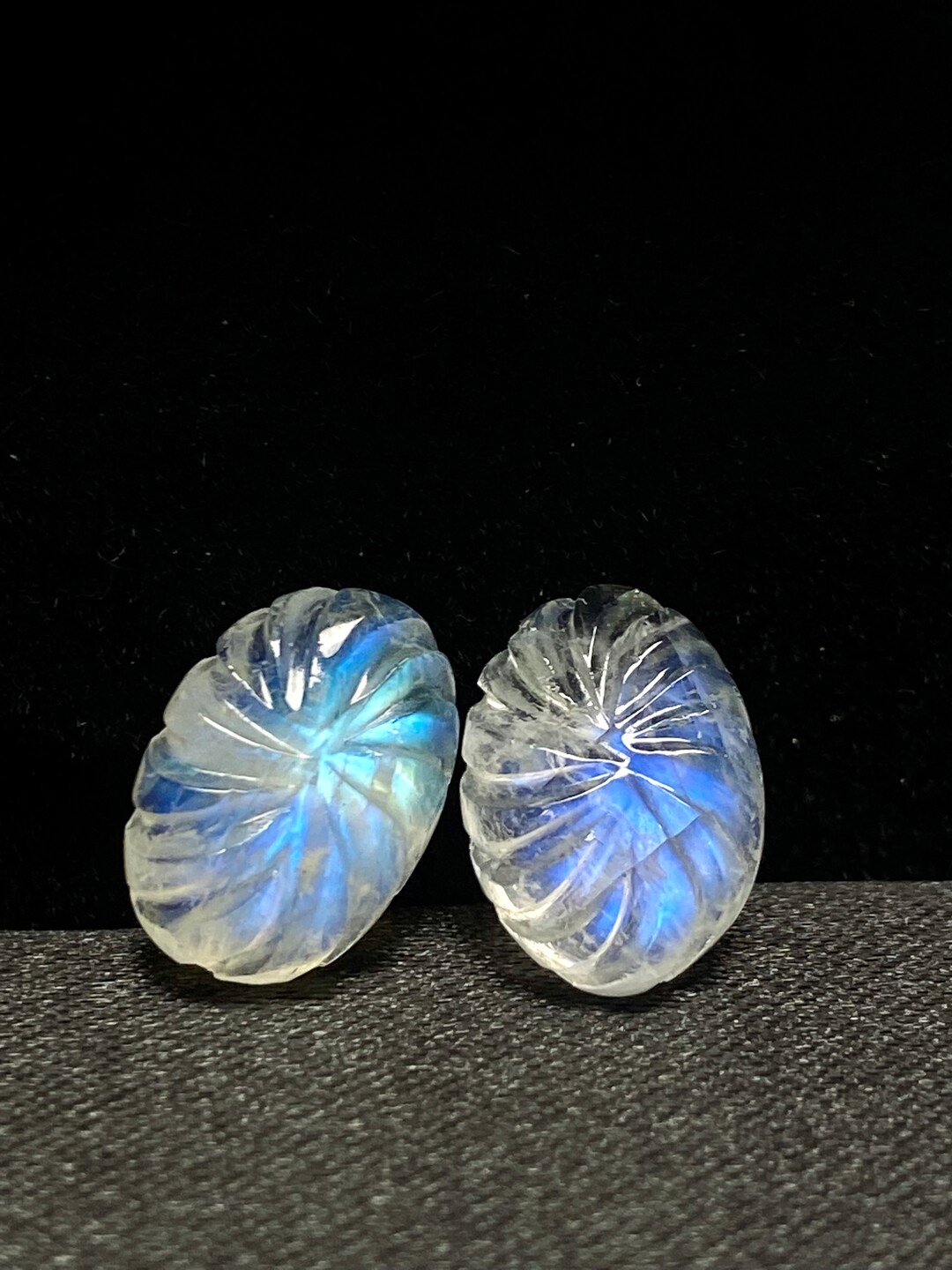 Natural Moonstone Pair 10.50 Ct / Rainbow Moonstone Carving Gemstone ...