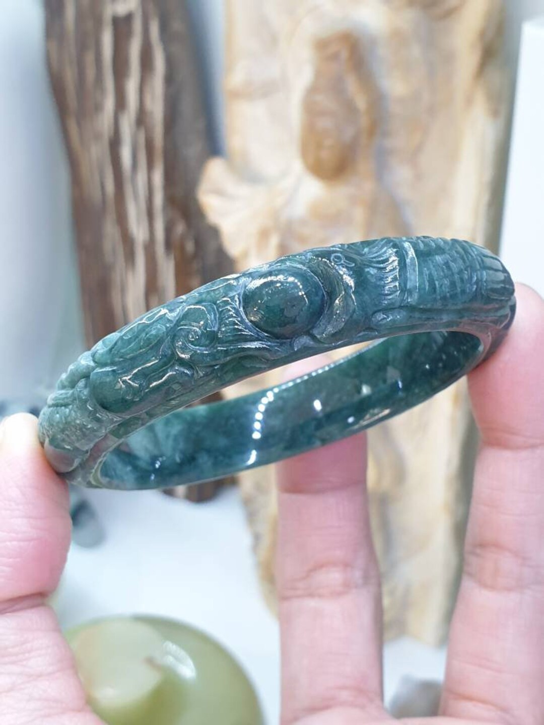 Dragon & Phoenix Jade Bangle - Etsy