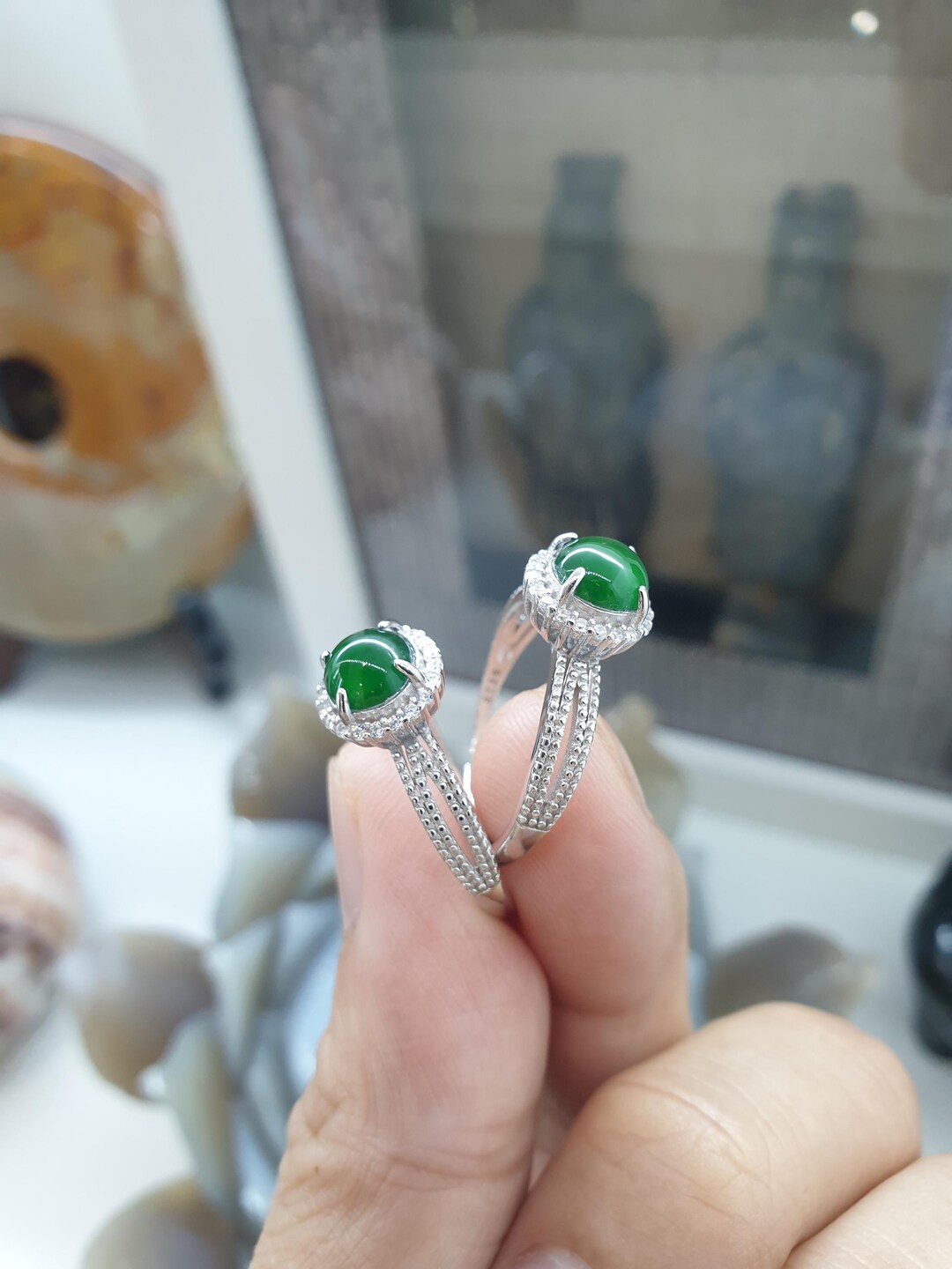 Jade Solitaire Ring (adjustable Size) - Etsy