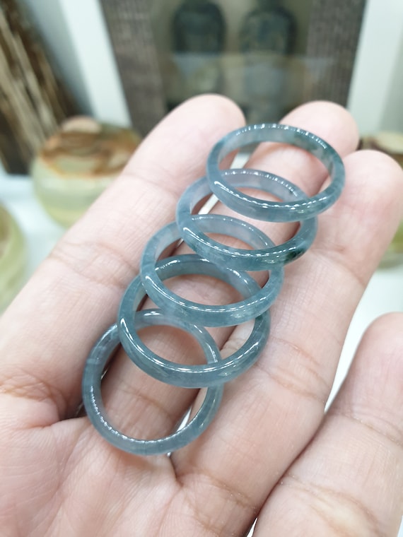Icy Blue Jade Slim Rings (Various Sizes) - Gem