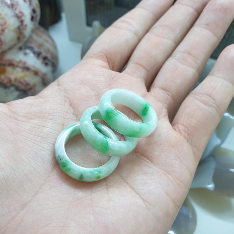 Moss in Snow Jade Rings (various Sizes) | Type A Natural Jadeite - Etsy