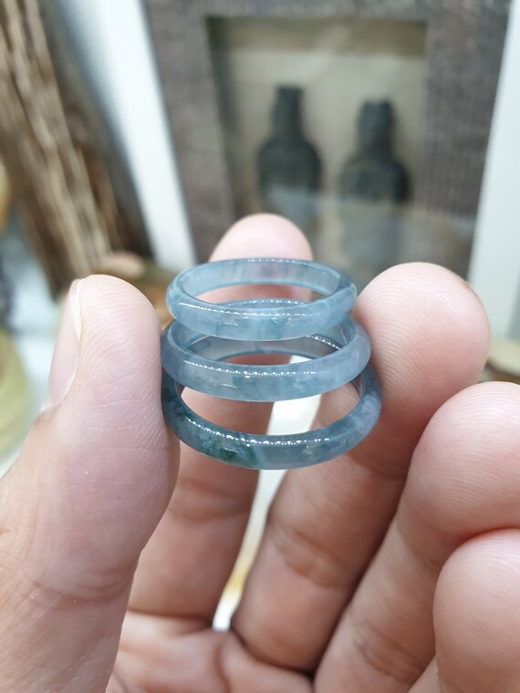 Icy Blue Jade Slim Rings (Various Sizes) - Gem