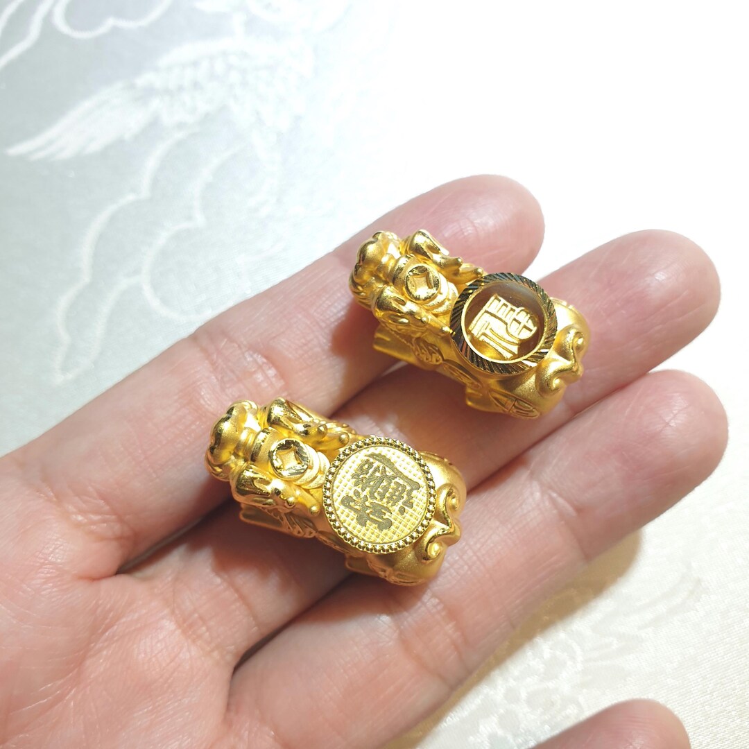 24K Gold Pixiu With Spinning Luckycharm (pure Gold, Au999) - Etsy