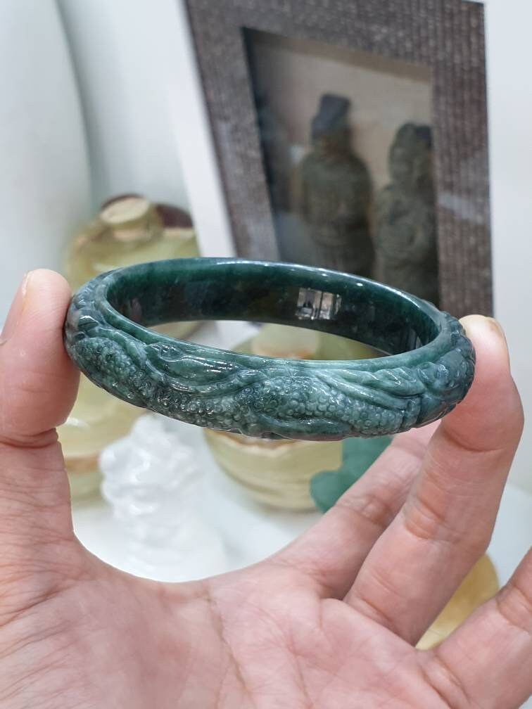 Dragon & Phoenix Jade Bangle - Etsy