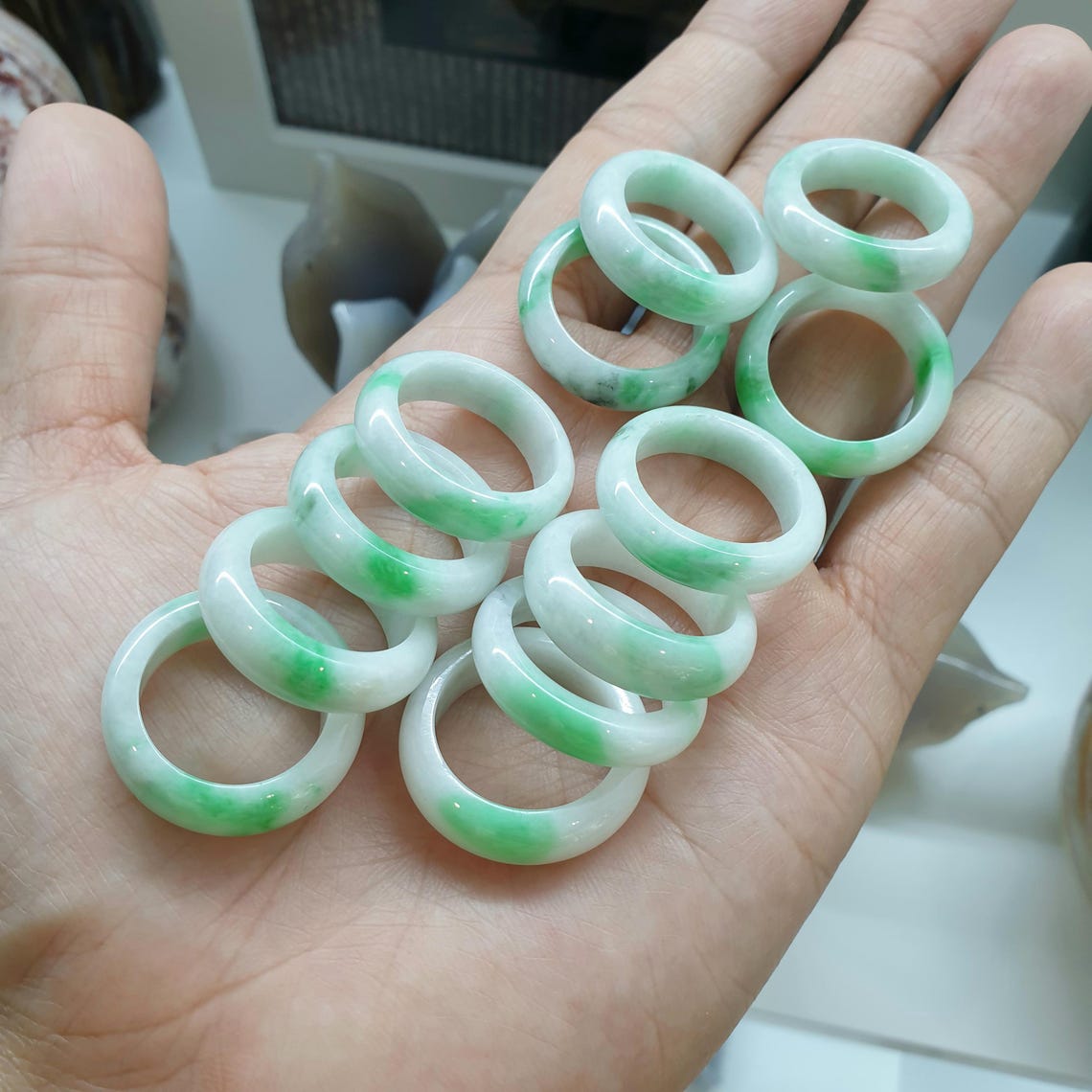 Moss in Snow Jade Rings (various Sizes) | Type A Natural Jadeite - Etsy