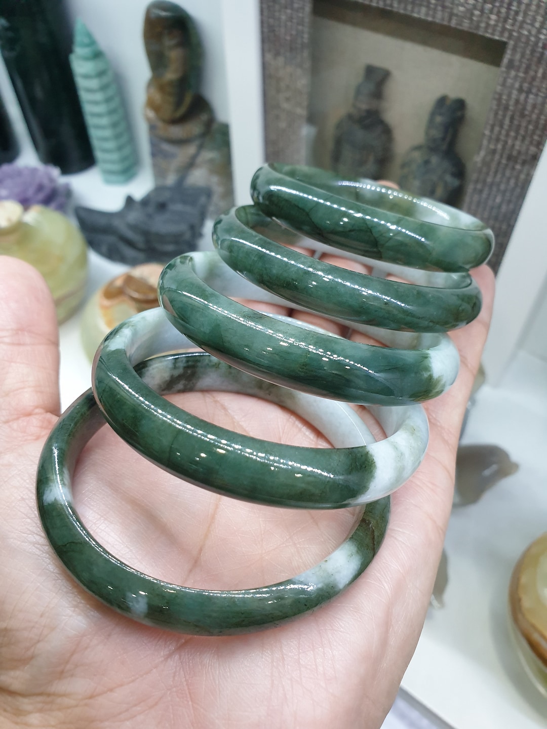 Natural Jadeite Vintage Bangles | Type A Burma Jade, Two Tone | Random ...
