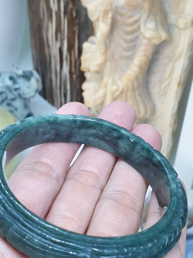 Dragon & Phoenix Jade Bangle - Etsy