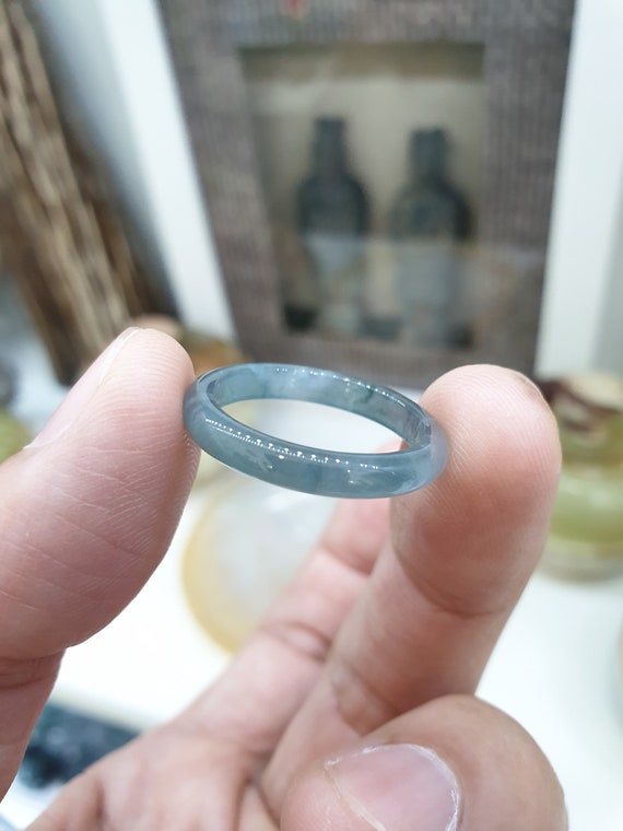 Icy Blue Jade Slim Rings (Various Sizes) - Gem