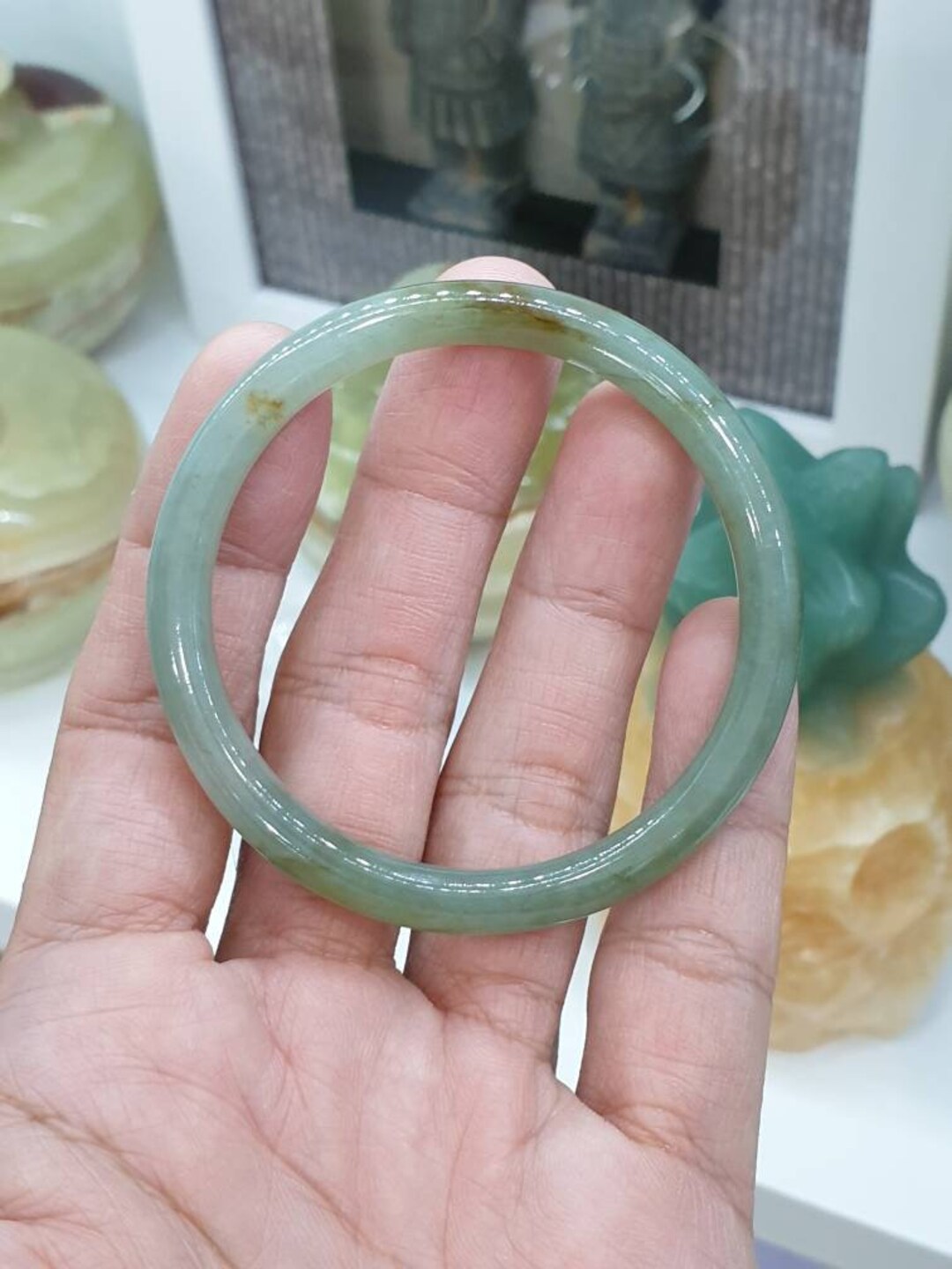 Slim Cylindrical Jade Bangle (size 55) - Etsy