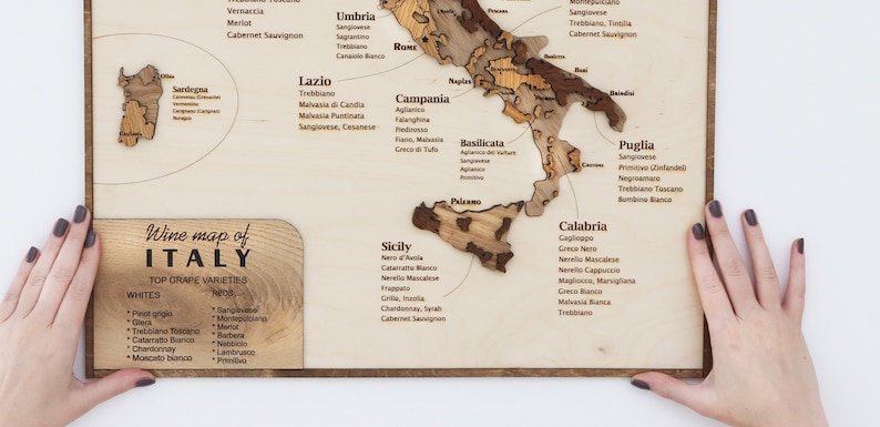 8th Anniversary Gift for Her, Birthday Gift for Woman, Italy Wine Wood ...