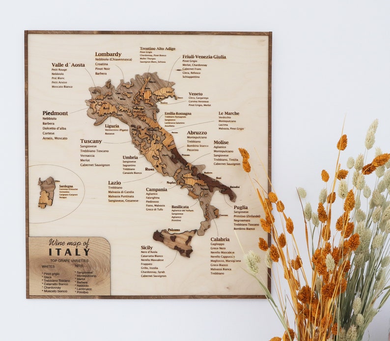 8th Anniversary Gift for Her, Birthday Gift for Woman, Italy Wine Wood ...