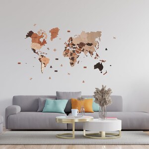 World Map Push Pin, 3D Wood Wall Map, Custom Map Gift Fot Travel Lovers ...