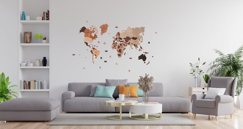 World Map Push Pin, 3D Wood Wall Map, Custom Map Gift Fot Travel Lovers ...