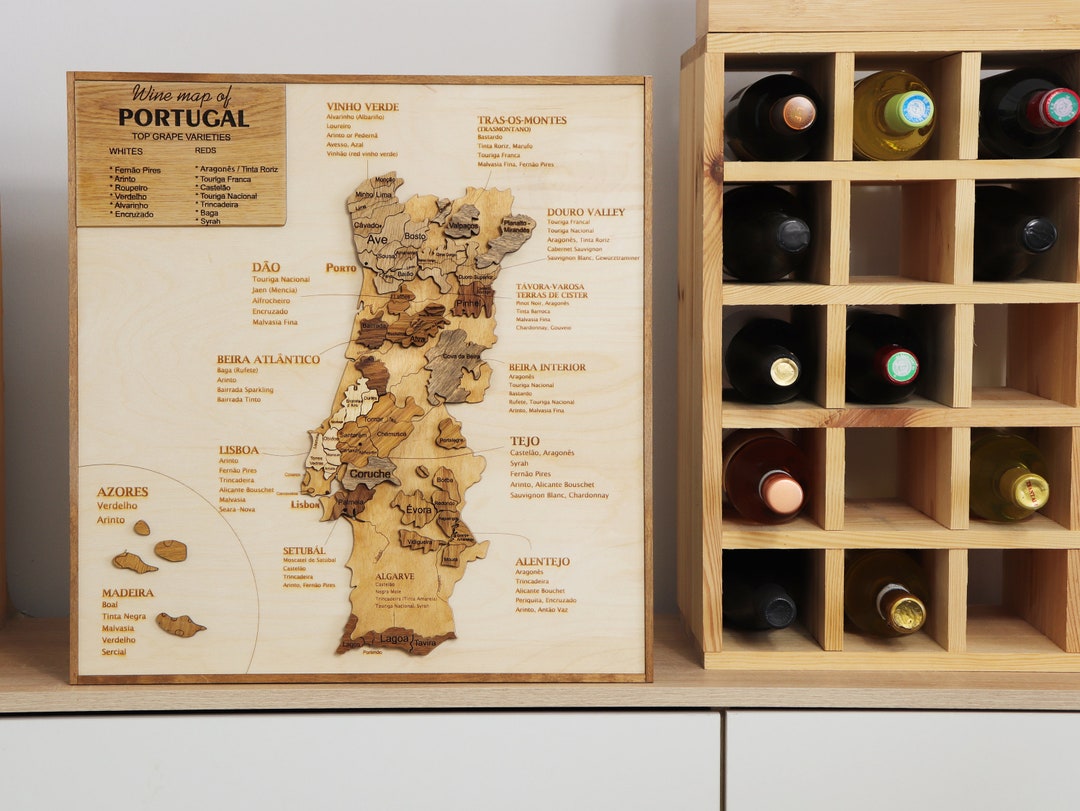 Rustic Wall Decor Portugal Wine Regions Map, Unique Wooden 3D Farmhouse ...