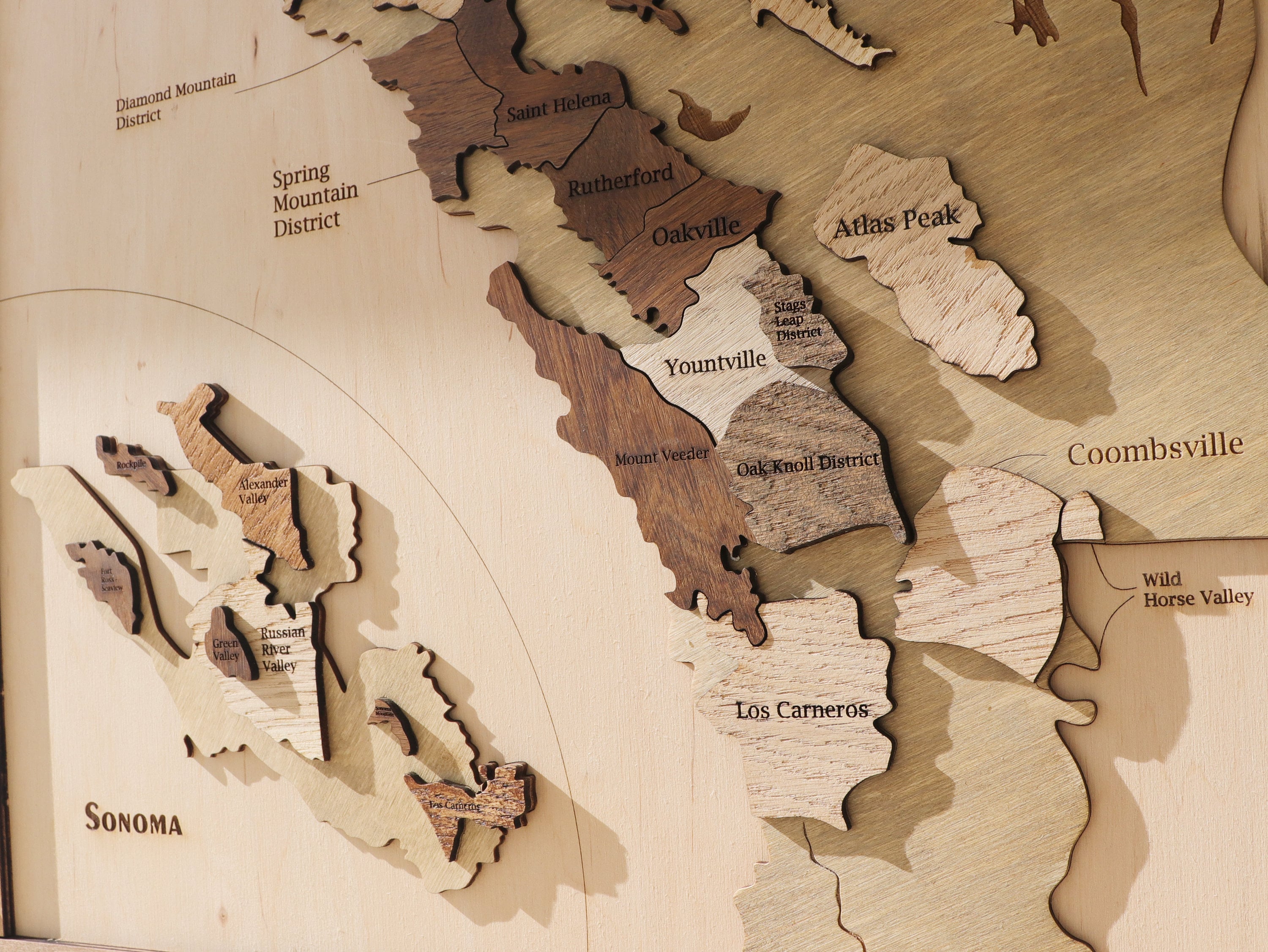 Napa Valley Wine Map, California Wines Wood Map a Gift for Wine Lovers ...