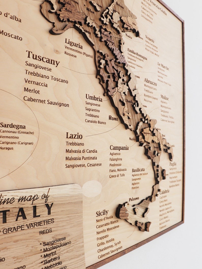 Italy Wine Regions Map, Apartment Decor Aesthetic Living Room Wall ...