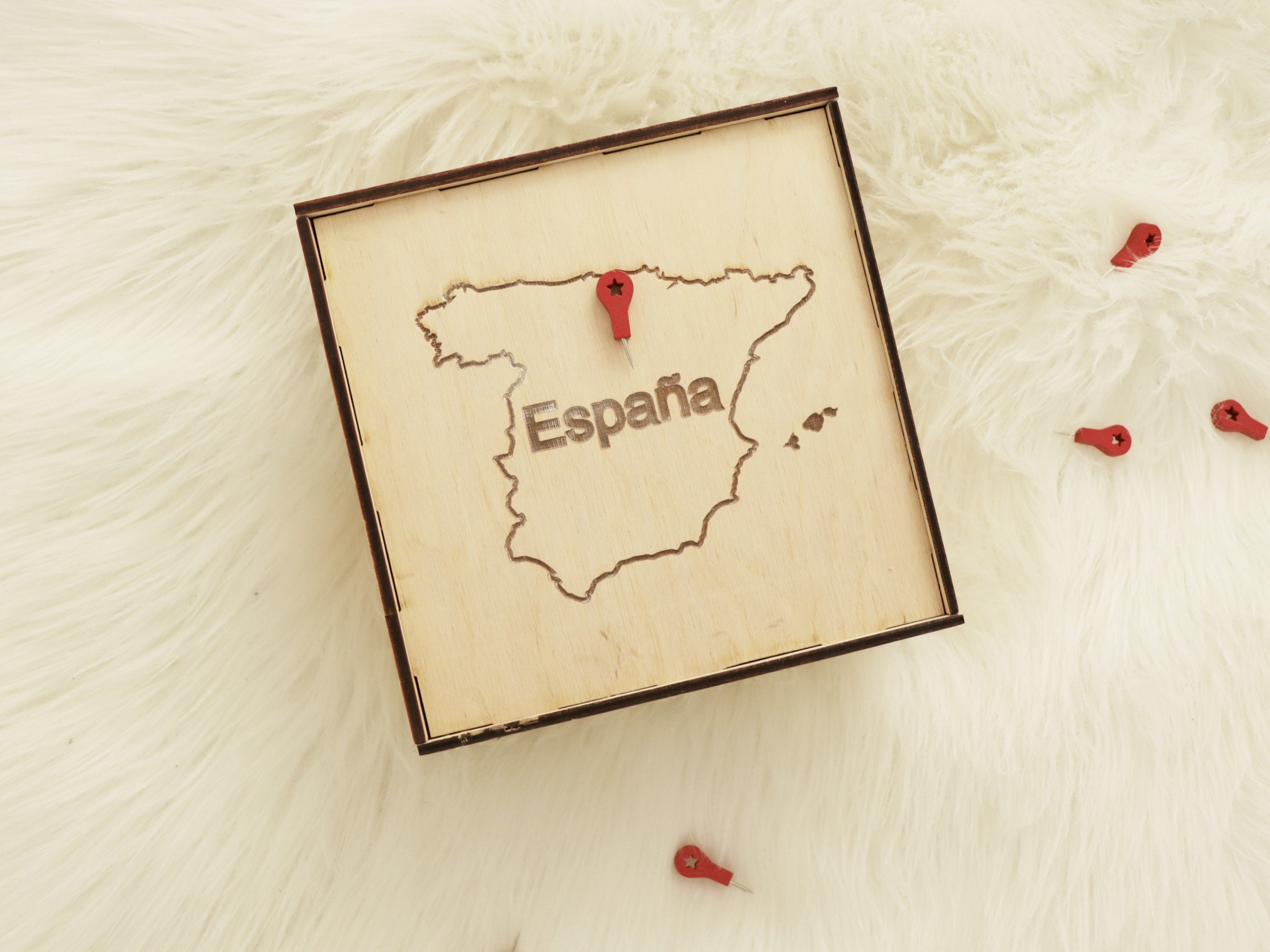 Apartment Decor Aesthetic, Push Pin Map of Spain, Wooden Puzzle, Carved ...
