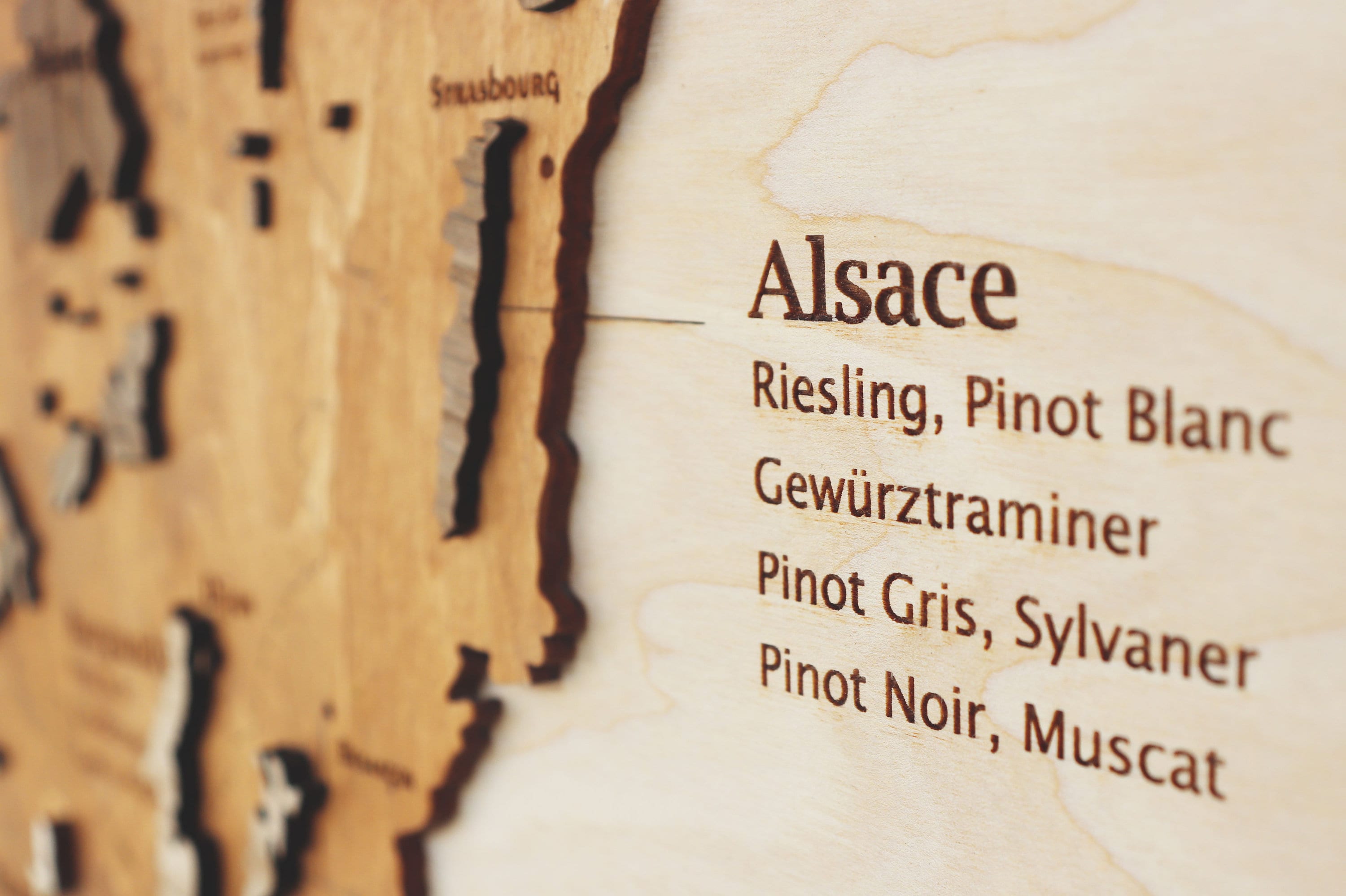 French Wine Regions Map. Wine Gift Idea - Wood Oak 3D Map of France ...