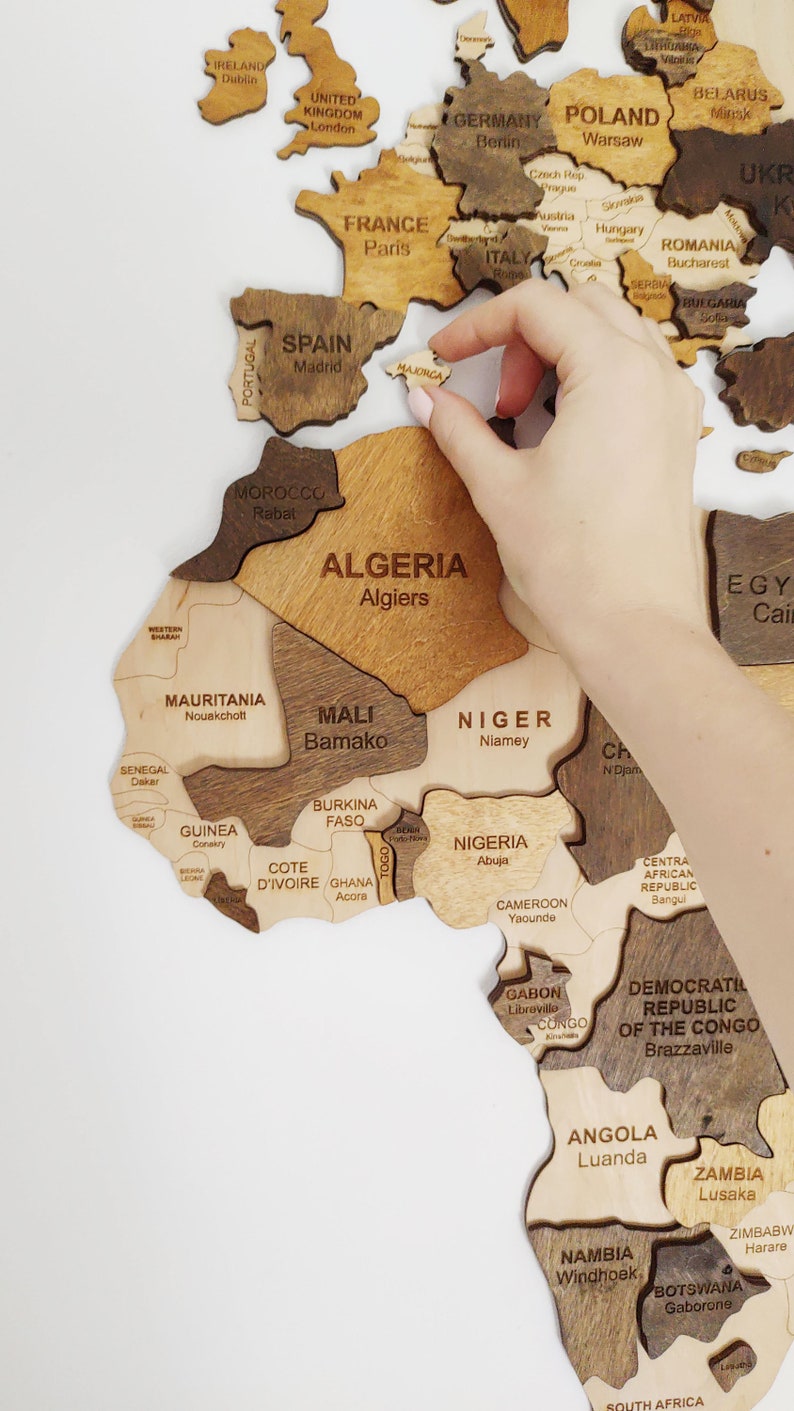 World Map Push Pin, 3D Wood Wall Map, Custom Map Gift Fot Travel Lovers ...