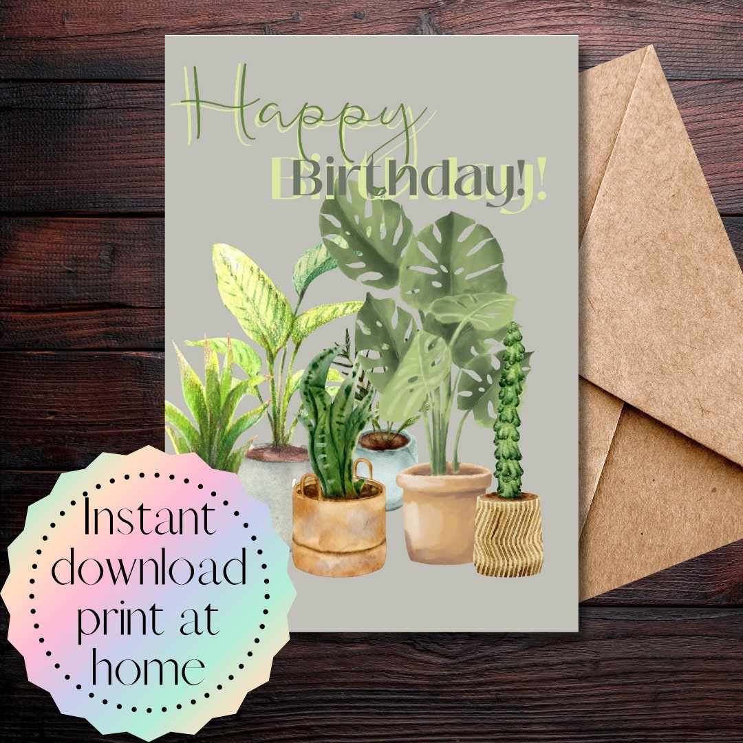 Pot Plant Birthday Card With 4 Styles - Etsy