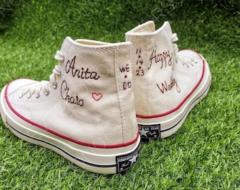 Custom Converse Sunflower & Name Embroidered Shoes Converse Chuck ...