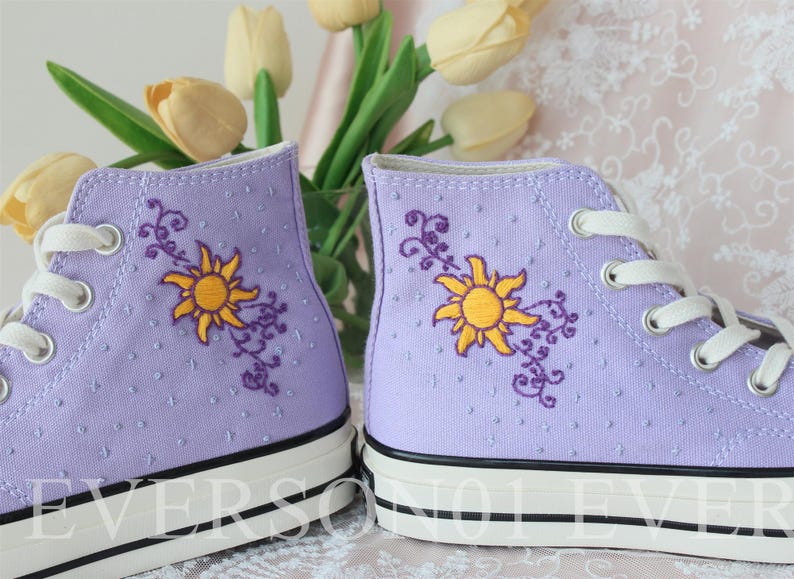 Custom Embroidered Converse Chuck Taylor 1970s: Rapunzel Wedding Shoes ...