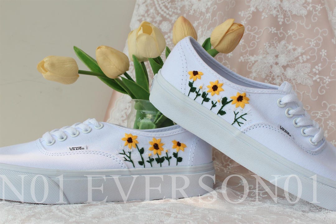 Custom Embroidered Vans: Sunflower Wedding Sneakers - Etsy