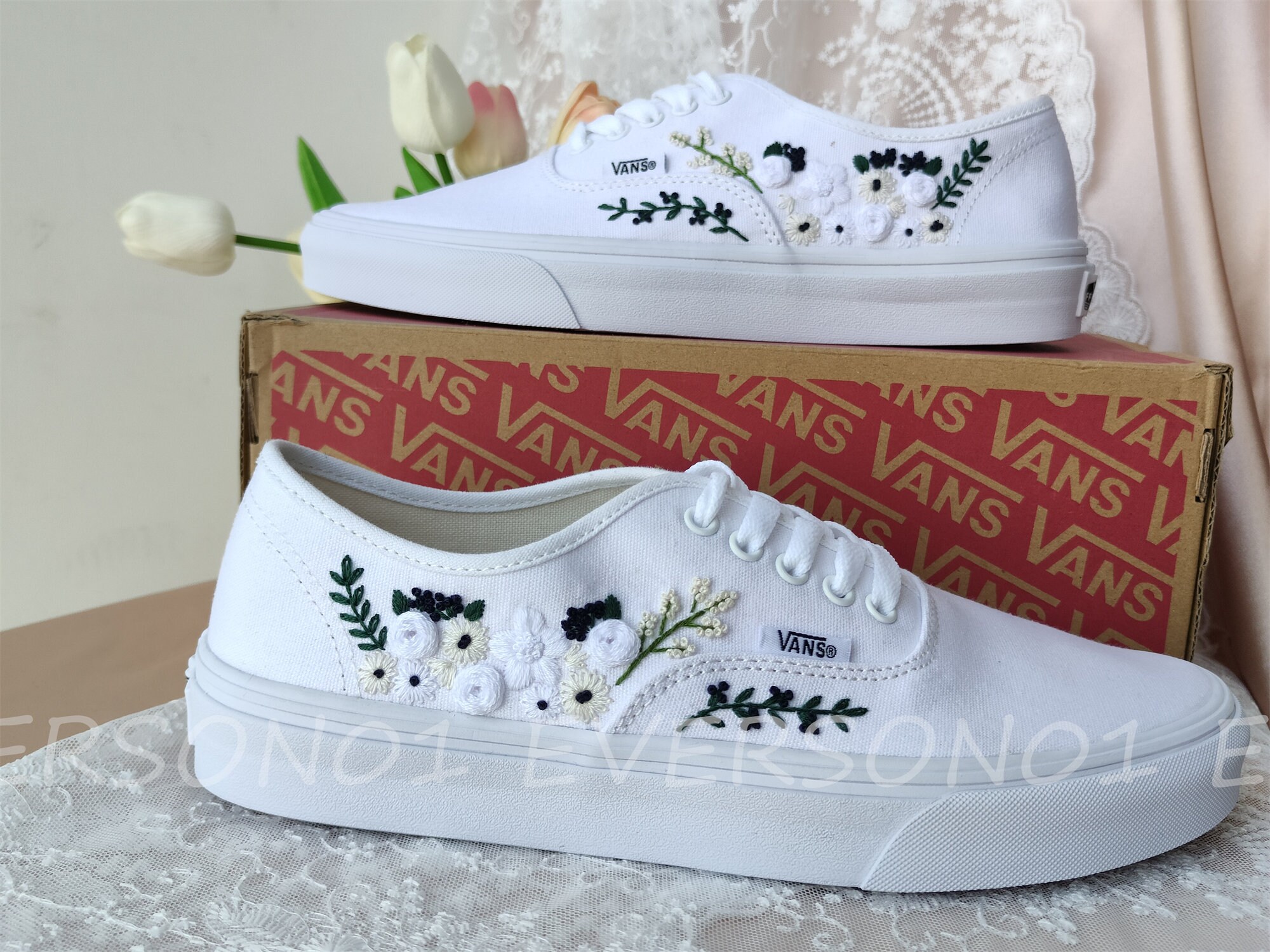 Custom Embroidered Vans: Floral Wedding Sneakers - Etsy