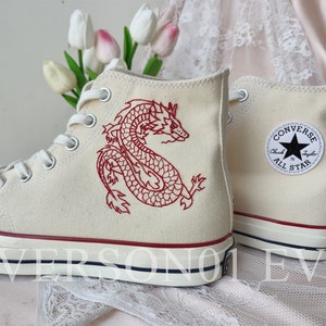 Embroidered Chinese Dragon Converse Chuck Taylor 1970s - Custom Wedding ...