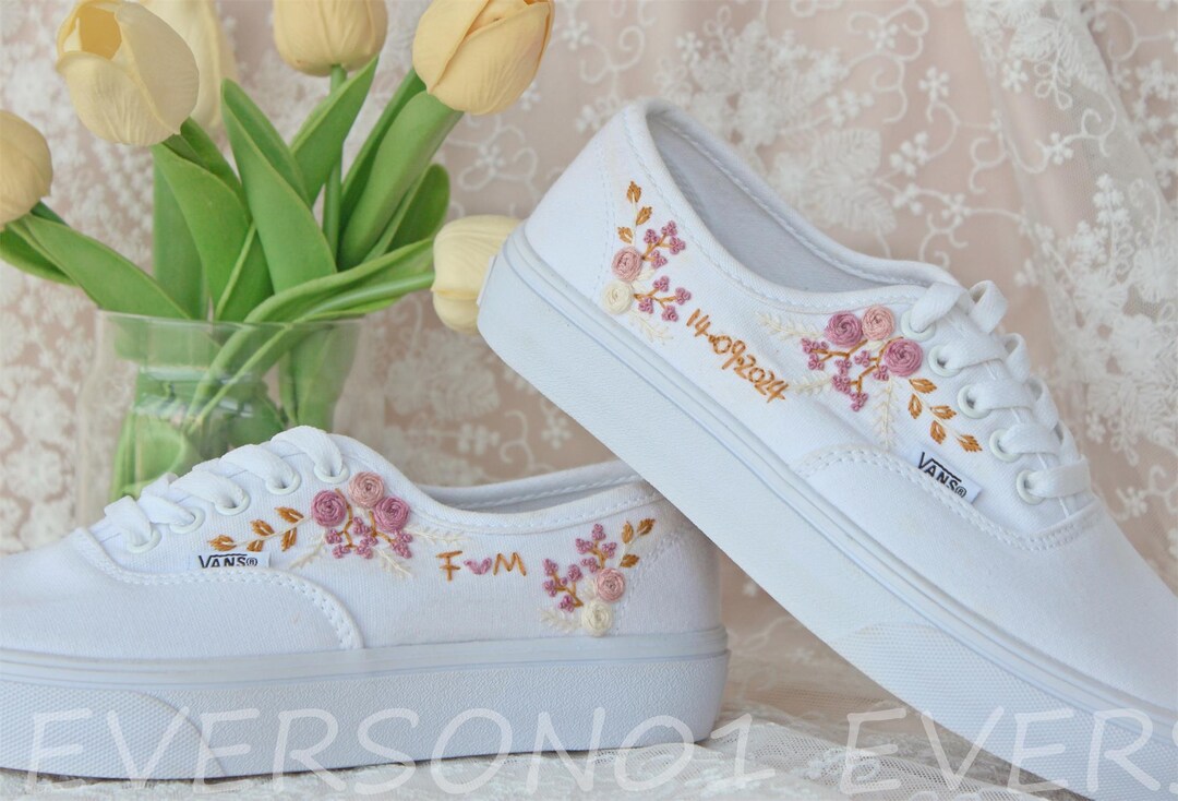 Custom Embroidered Vans: Floral Wedding Sneakers - Etsy
