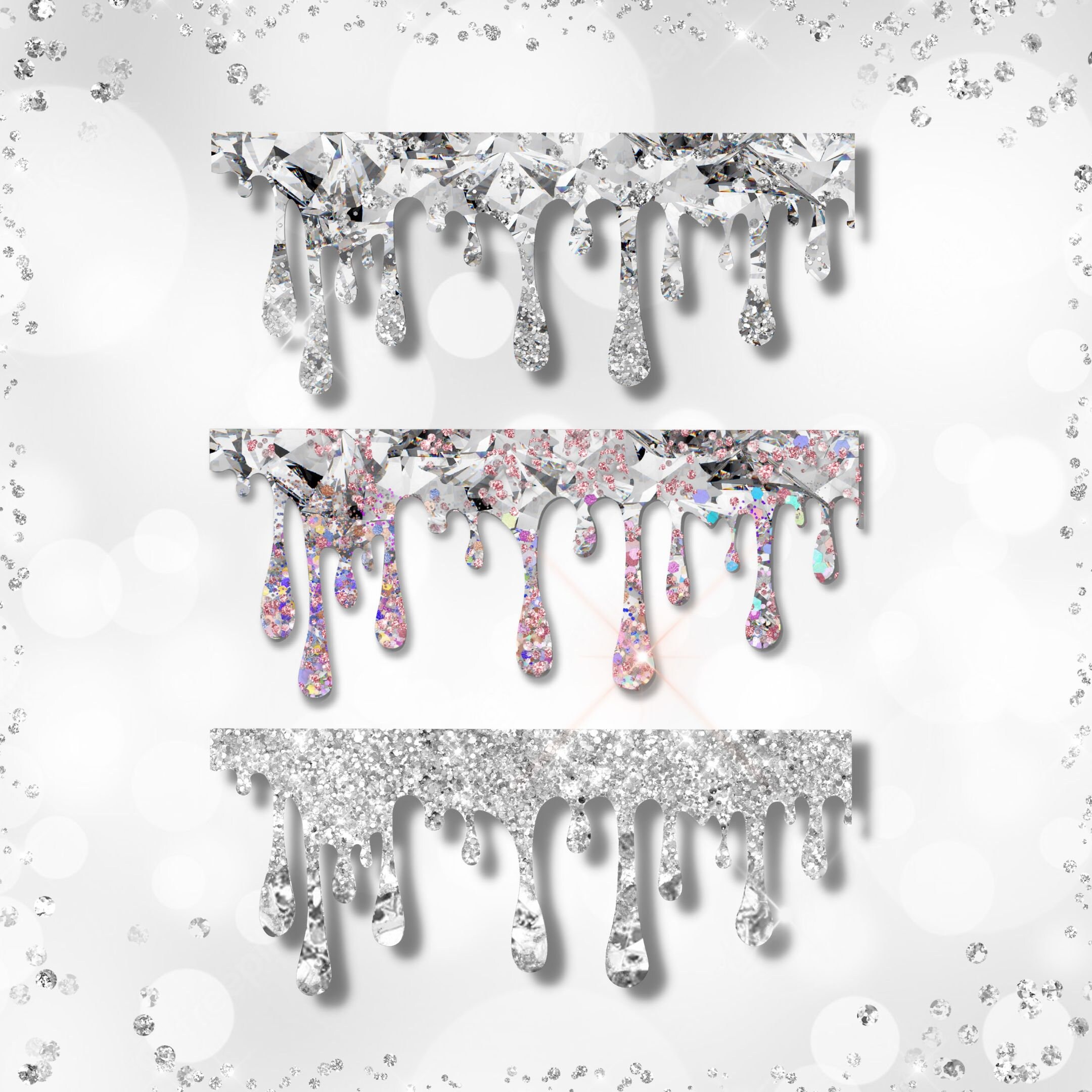 SILVER GLITTER DRIPPING, Dripping Glitter Clipart, Silver Drips, Drips ...