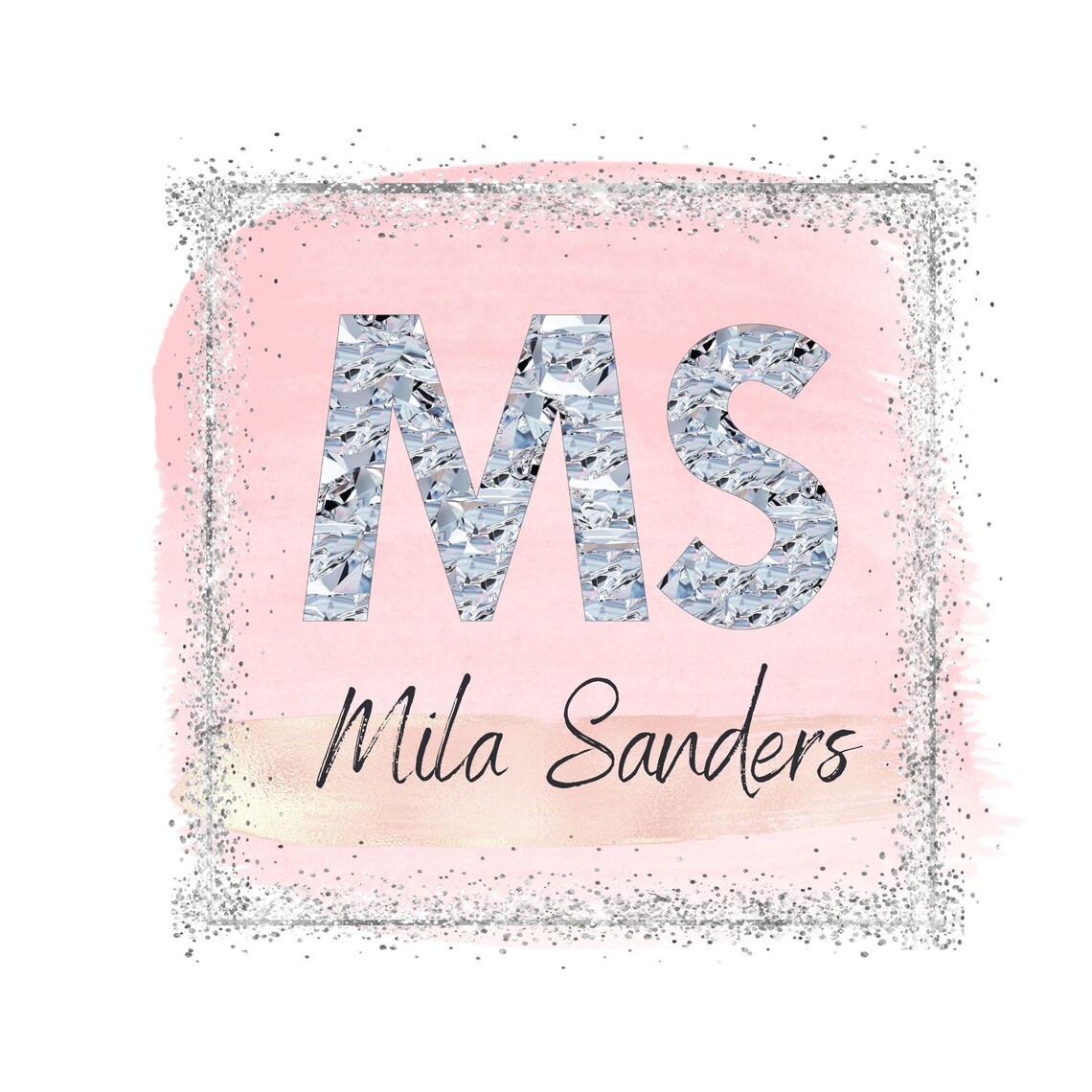 Silver Watercolor Silver Square Clipart | Glitter Border Frame | Pink ...