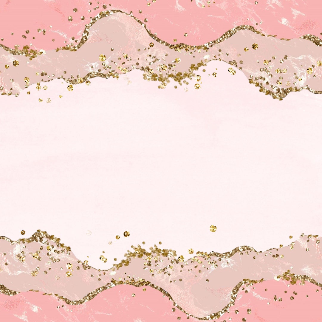 Pink Watercolor Gold Square Clipart | Glitter Border Frame | Pink Gold ...