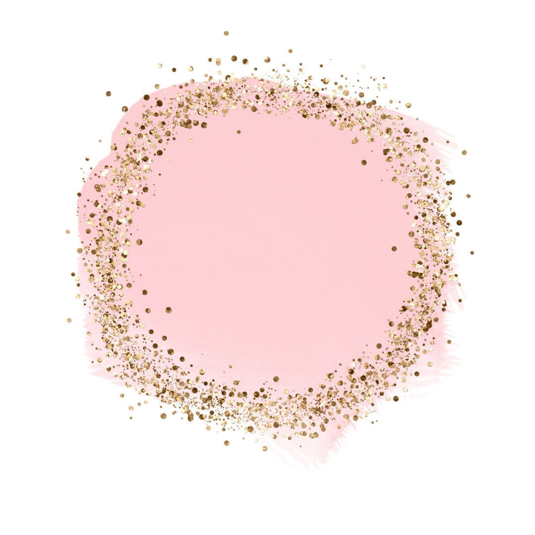 Pink Watercolor Gold Round Clipart | Glitter Border Frame | Pink Gold ...