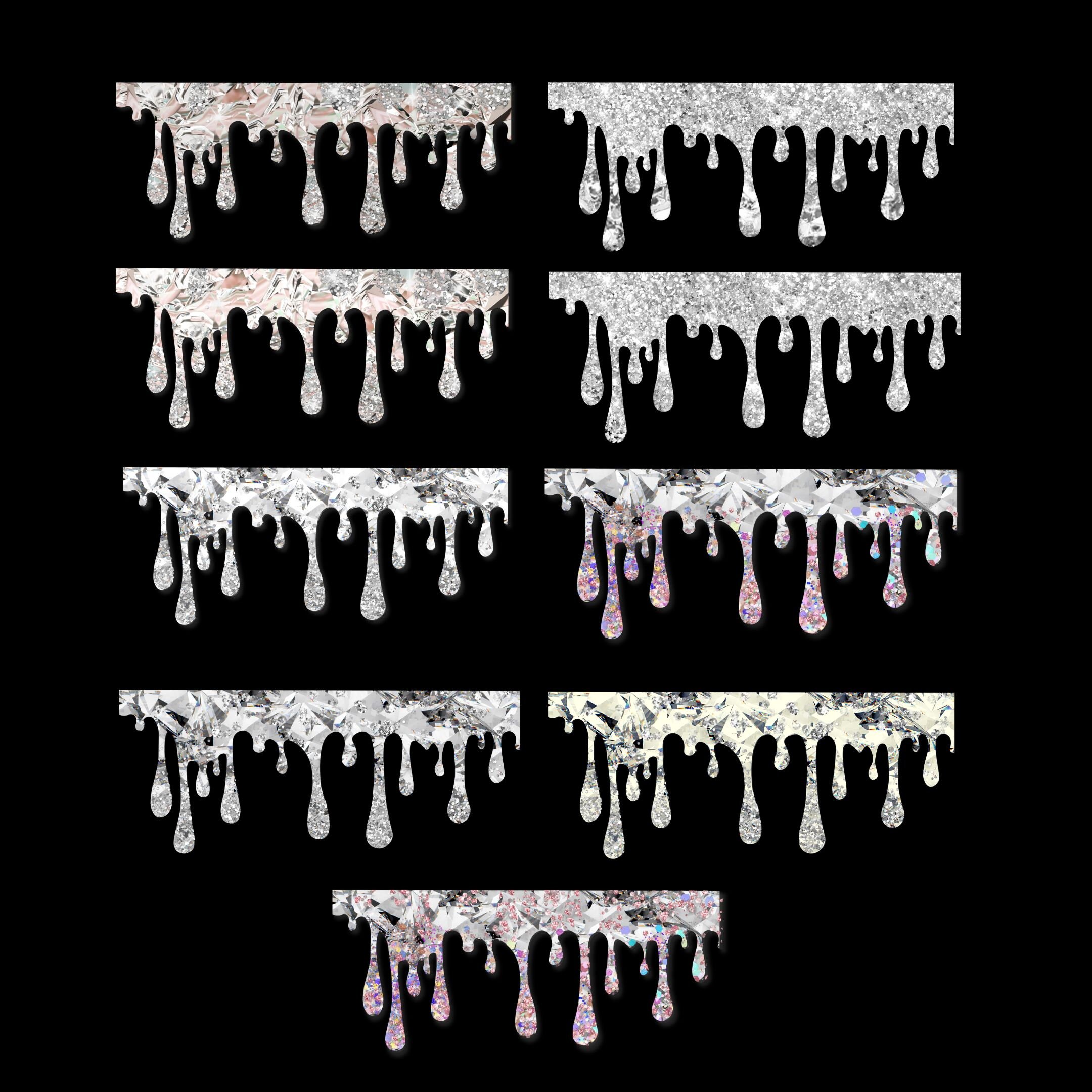 SILVER GLITTER DRIPPING, Dripping Glitter Clipart, Silver Drips, Drips ...