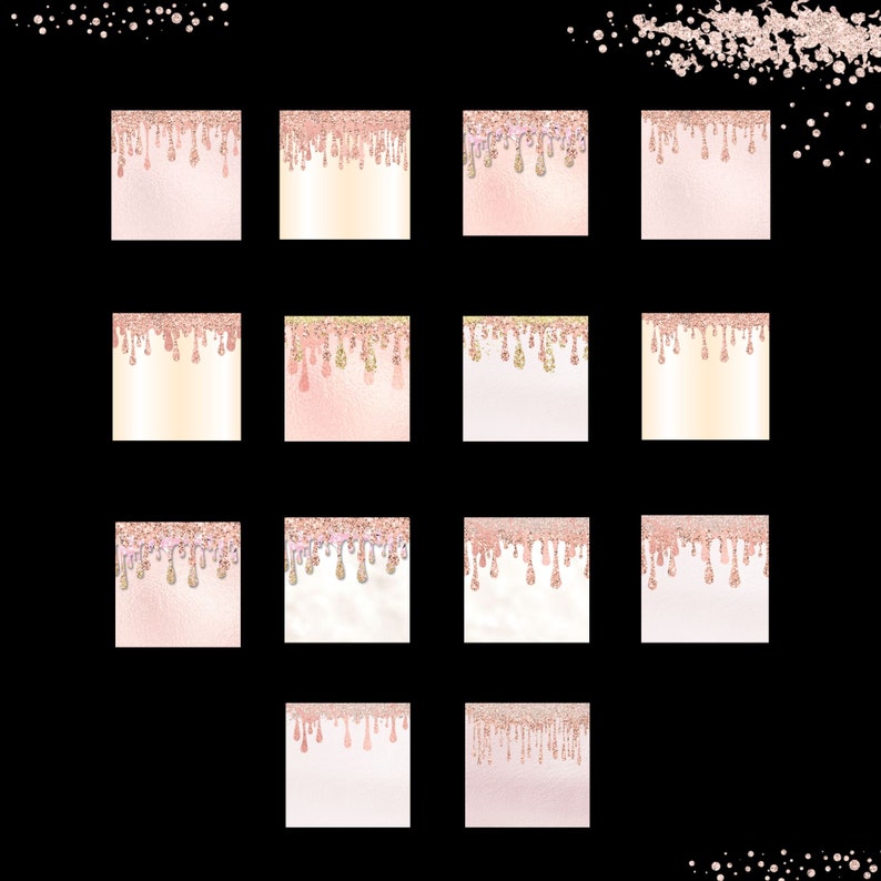 Rose Gold Dripping Glitter Digital Paper, Glitter Backgrounds With ...