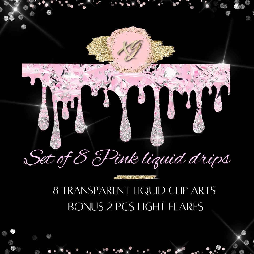 Pink GLITTER DRIPPING, Dripping Glitter Clipart, Glitter Pink Drips ...
