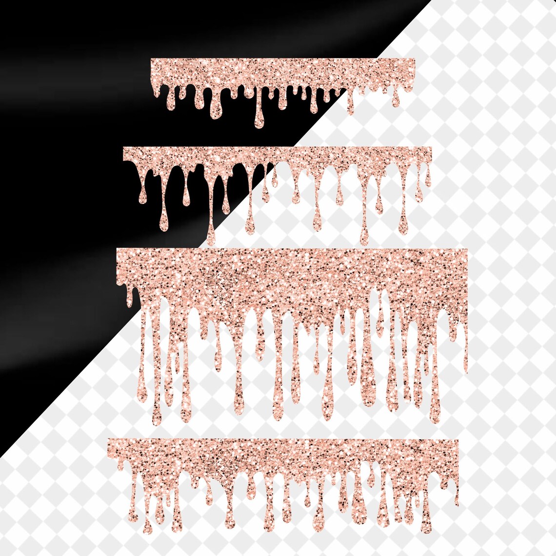 Dripping Rose Gold Clipart Rose Gold Glitter Drips Like - Etsy