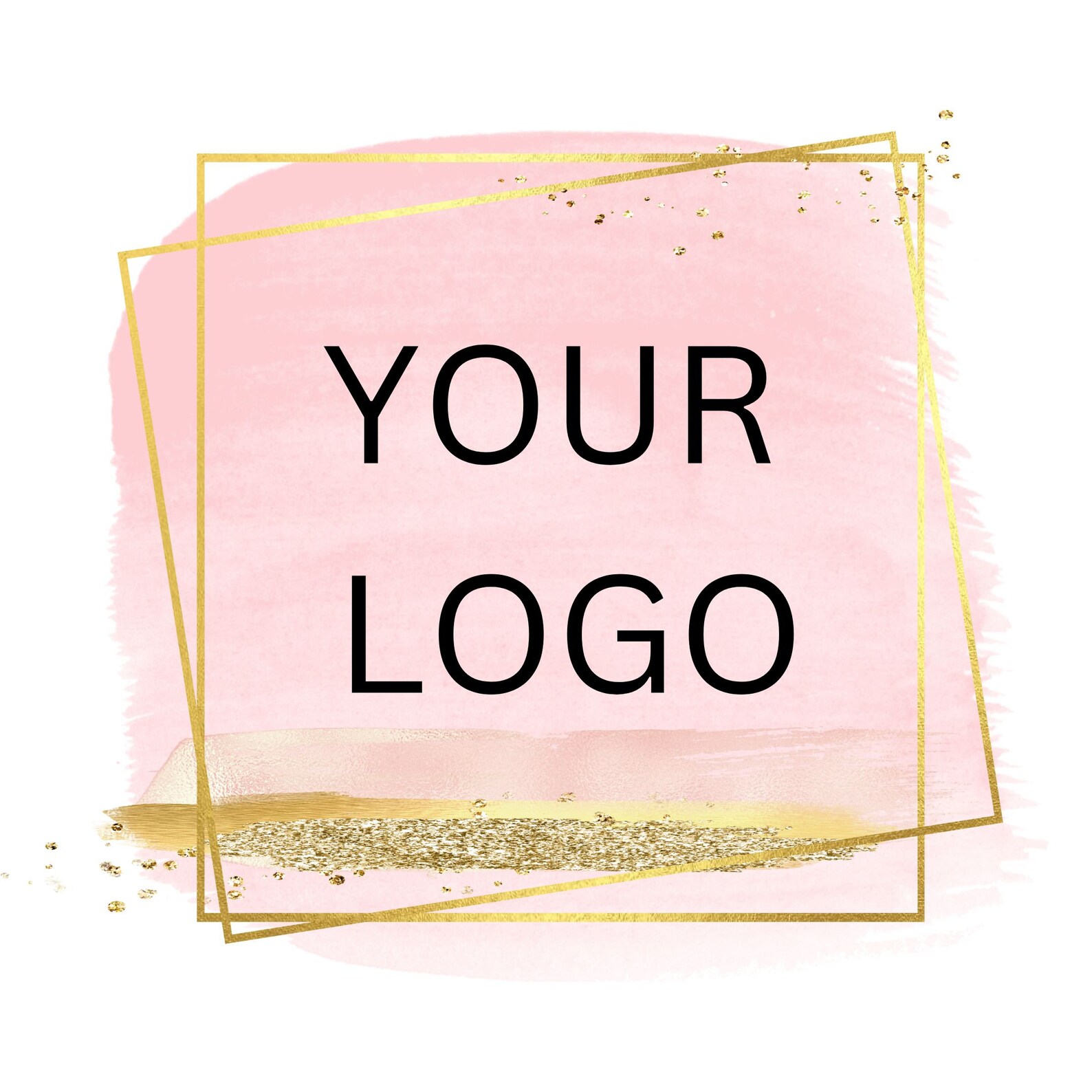 Pink Watercolor Gold Square Clipart Glitter Border Frame Pink Gold ...