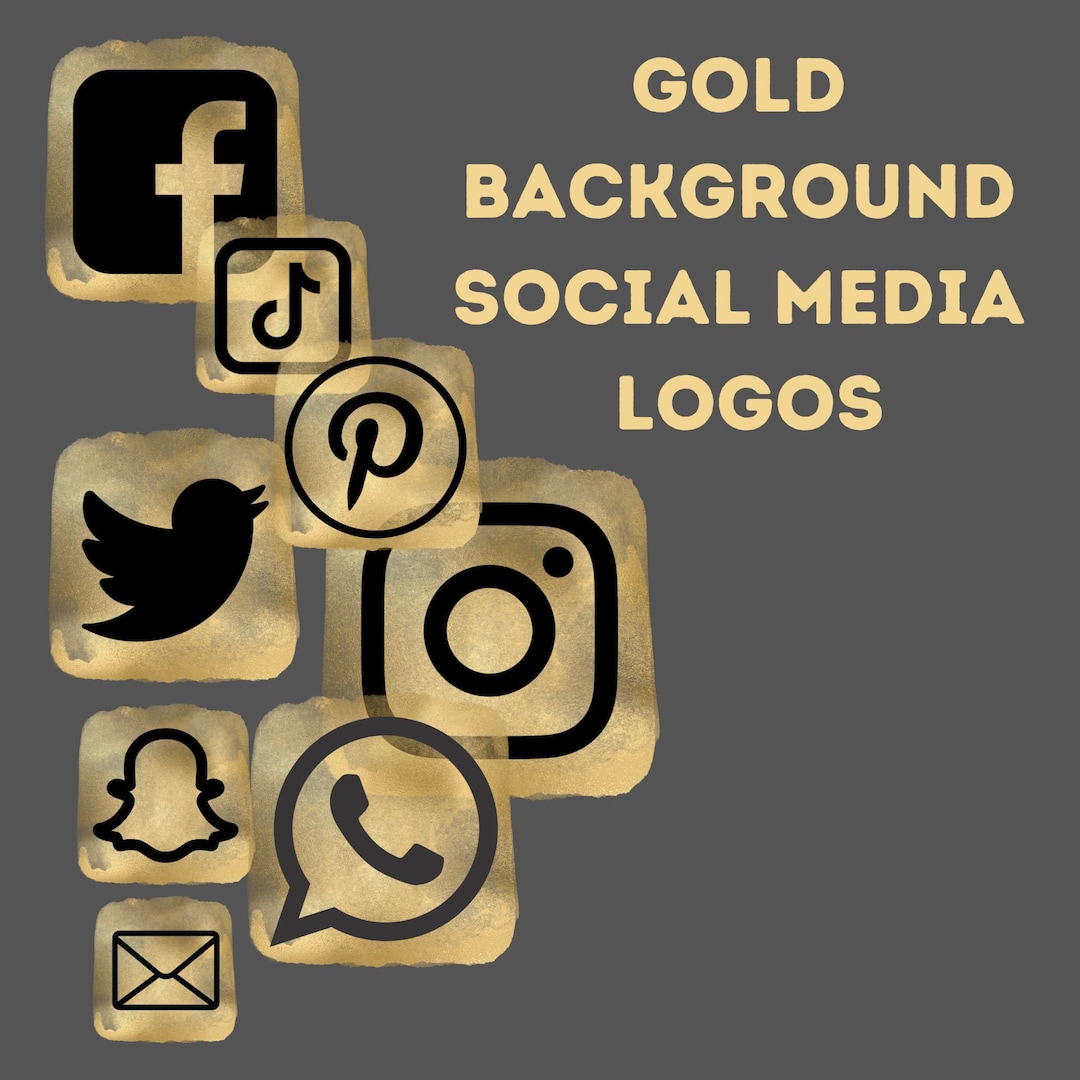 Gold Social Media Logos, Gold Instagram Logo, Gold Fb Logo, Social ...