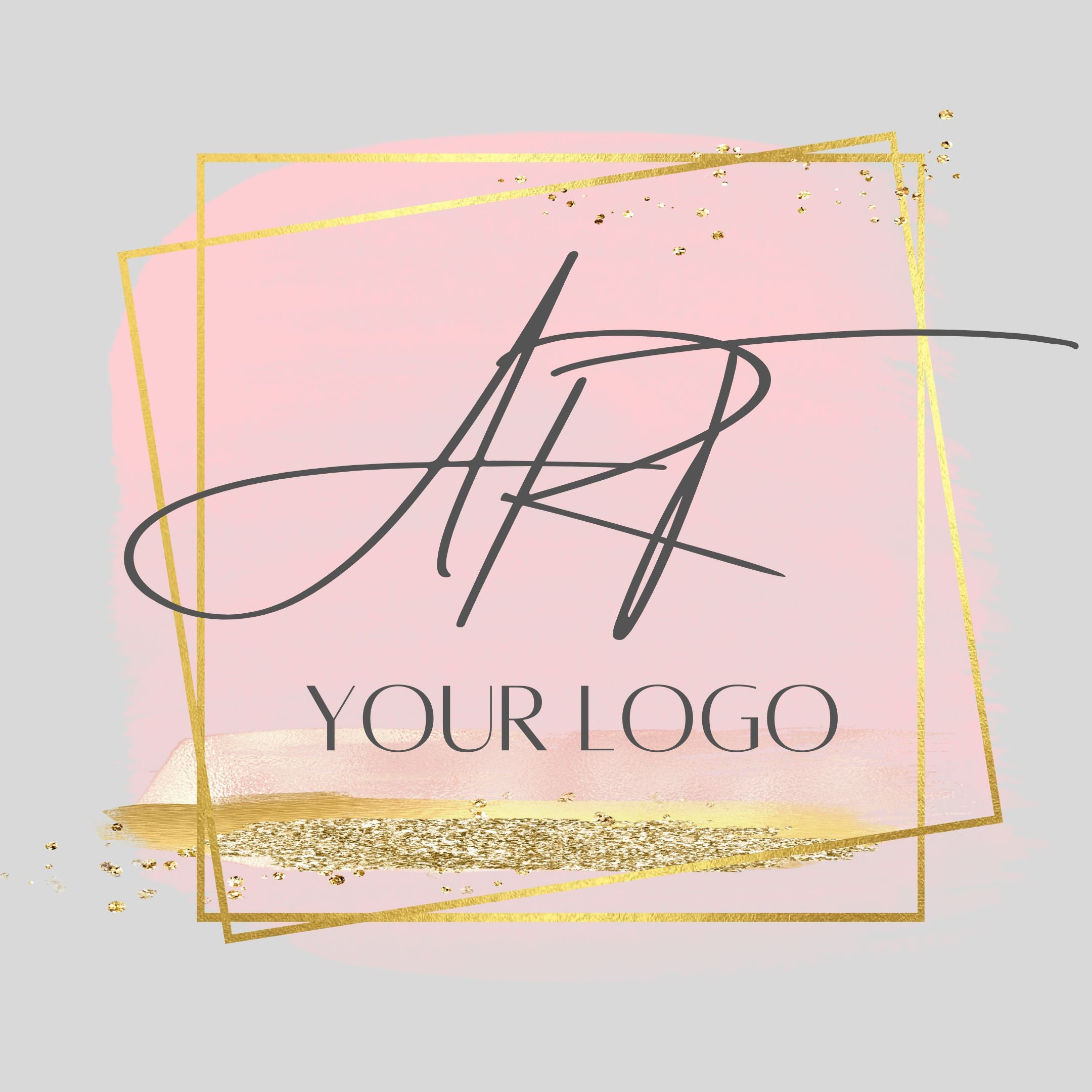 Pink Watercolor Gold Square Clipart Glitter Border Frame Pink Gold ...