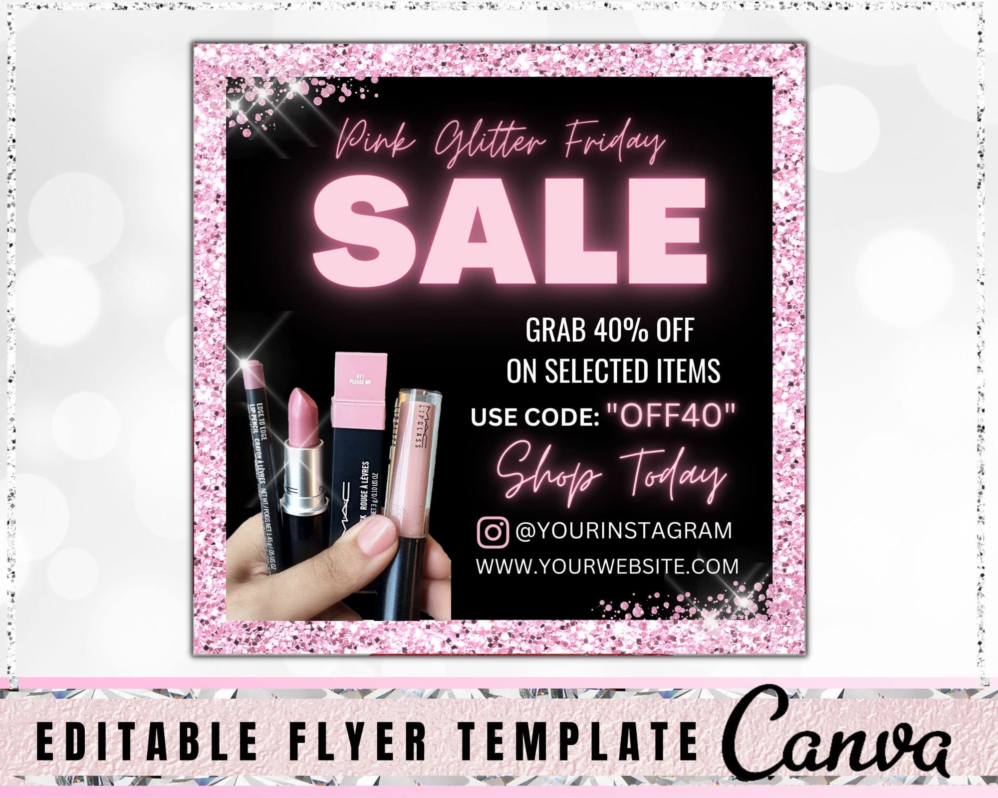 Pink Flyer, Sales Flyers, Flyer Sale Pink, Glitter Pink Flyer, Pink ...